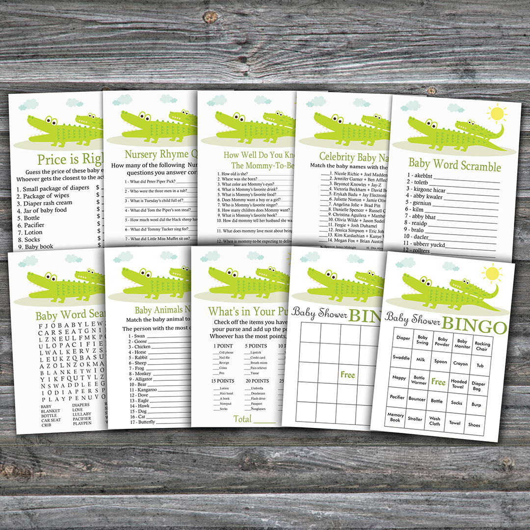 Jungle baby shower games bundle,Alligator Baby Shower games | Inspire ...