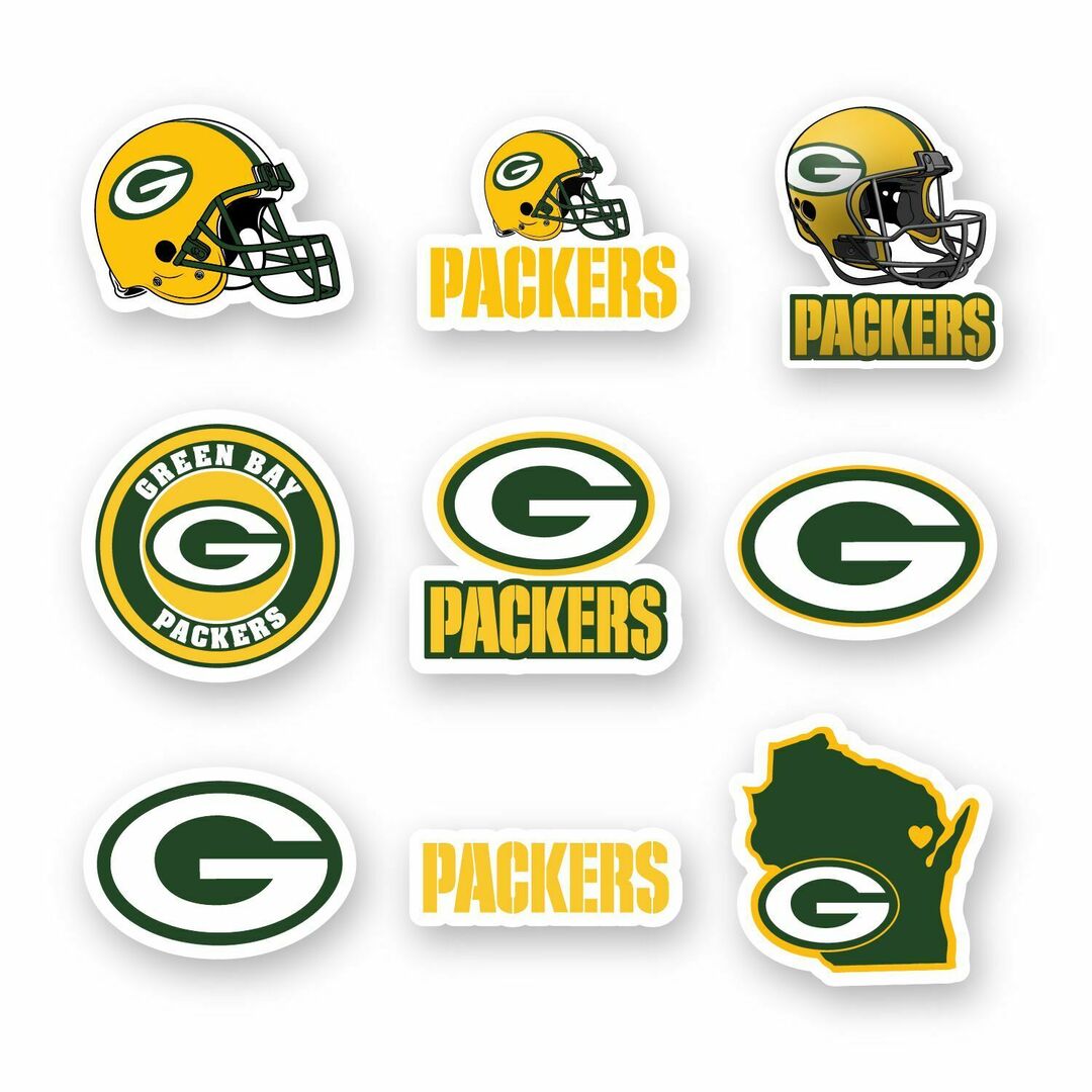 Green Bay Packers Sticker Set of 9 by 2 in Die Cut Vinyl Dec | Inspire ...