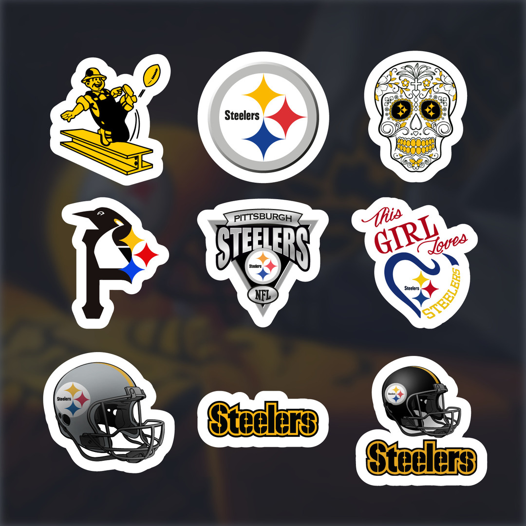 Pittsburgh Steelers Set of 9 Stickers by 2 inches each Die C - Inspire ...