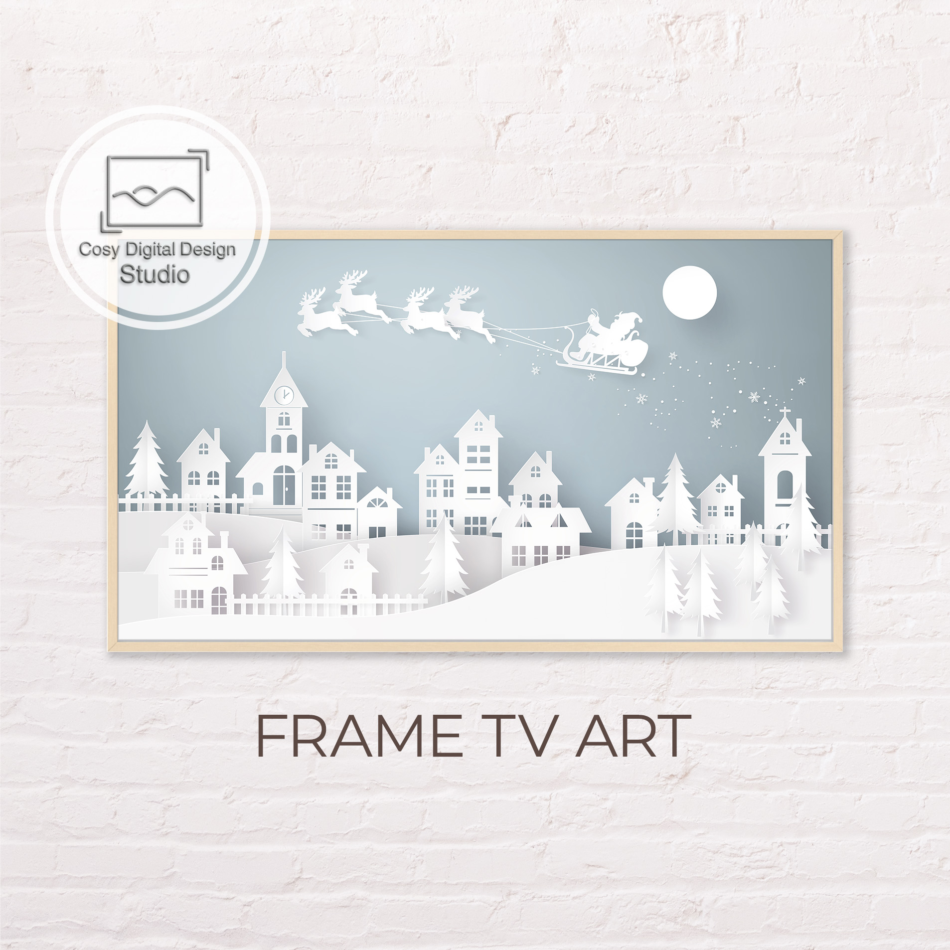 Samsung Frame TV Art | 4k Winter Christmas Snowy Santa Villa | Inspire ...