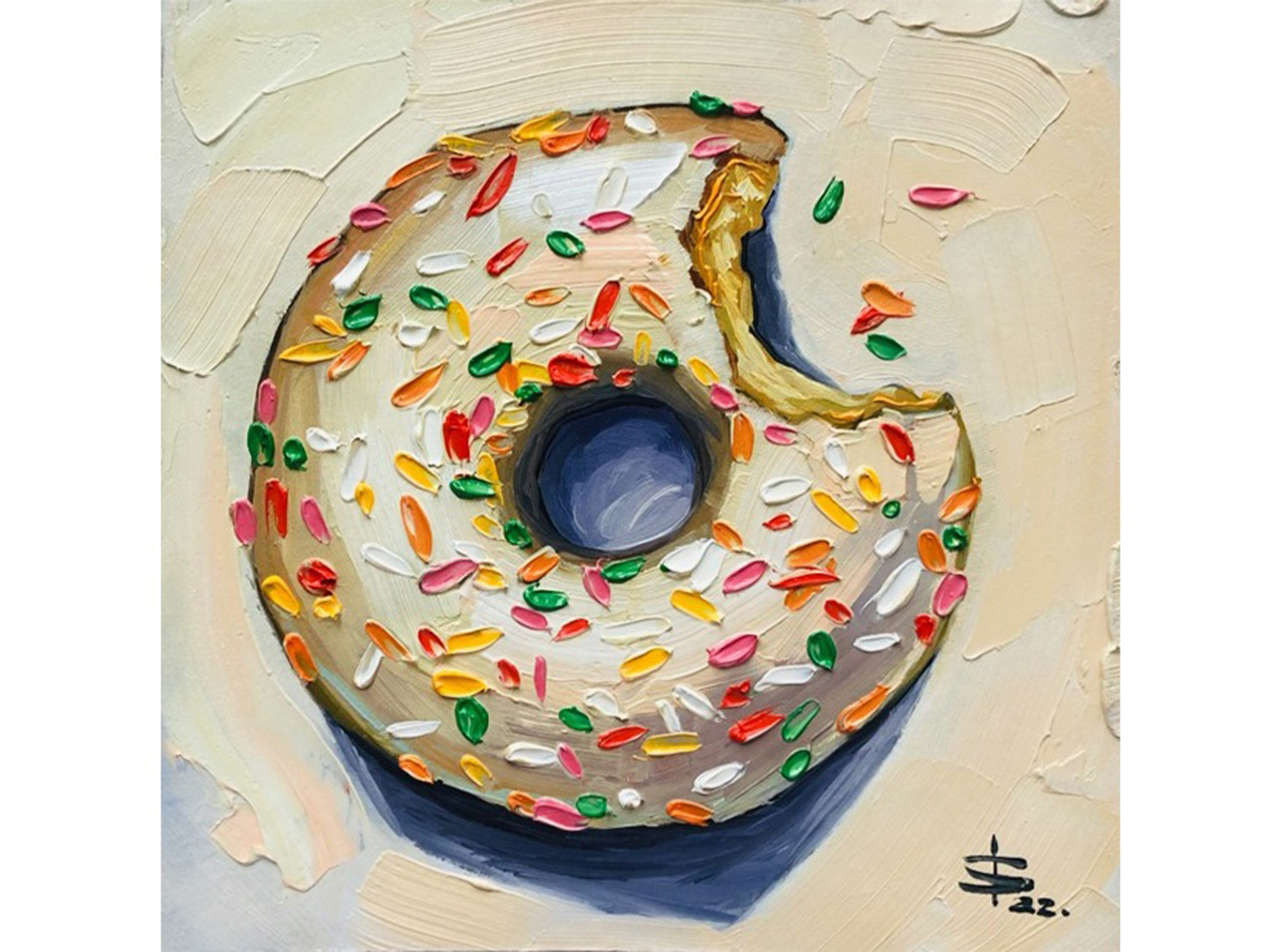 Donut Painting Food Oil Original Art Mini Texture Artwork De | Inspire ...