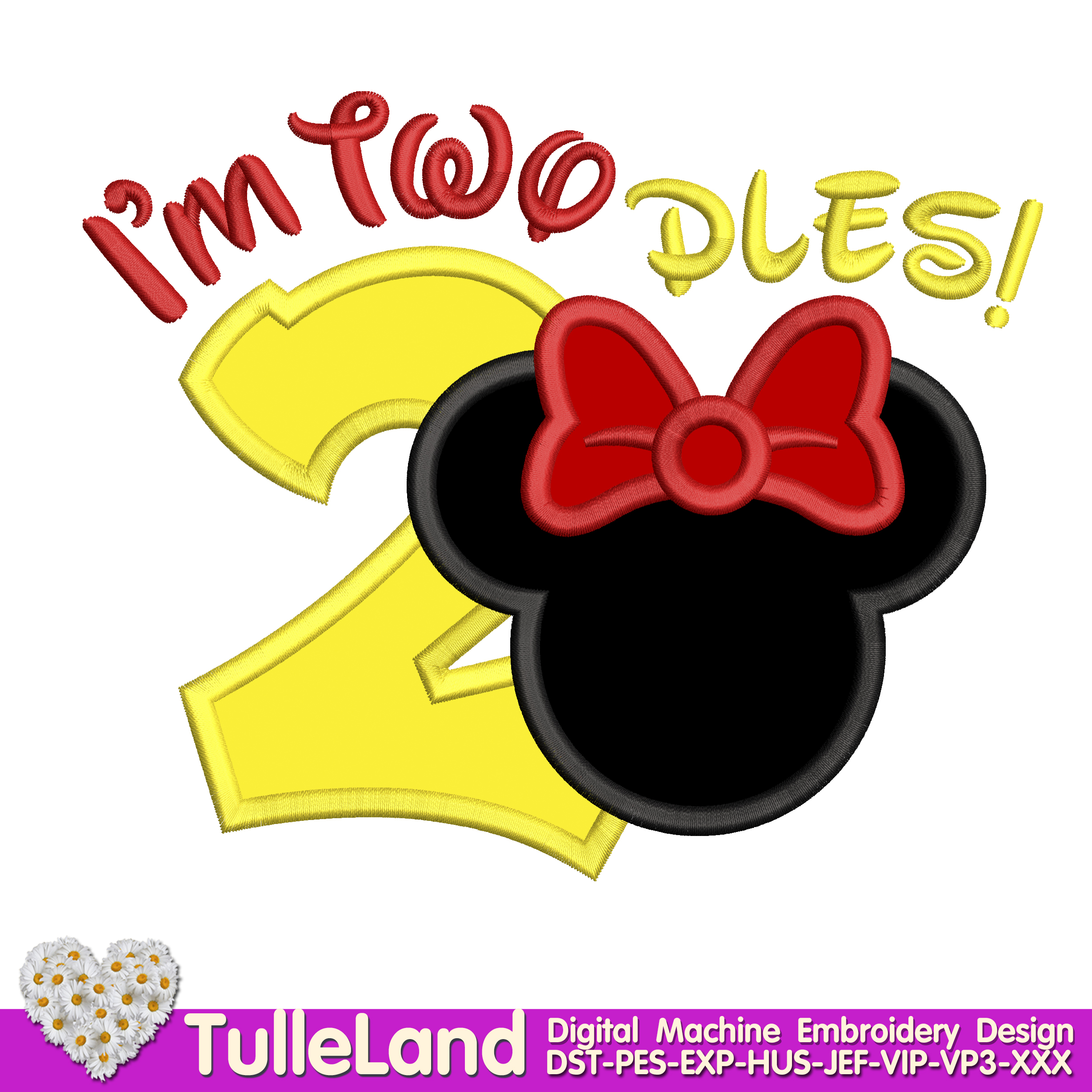 2nd Birthday I'm Twodles Miss Red Mouse two Design - Inspire Uplift