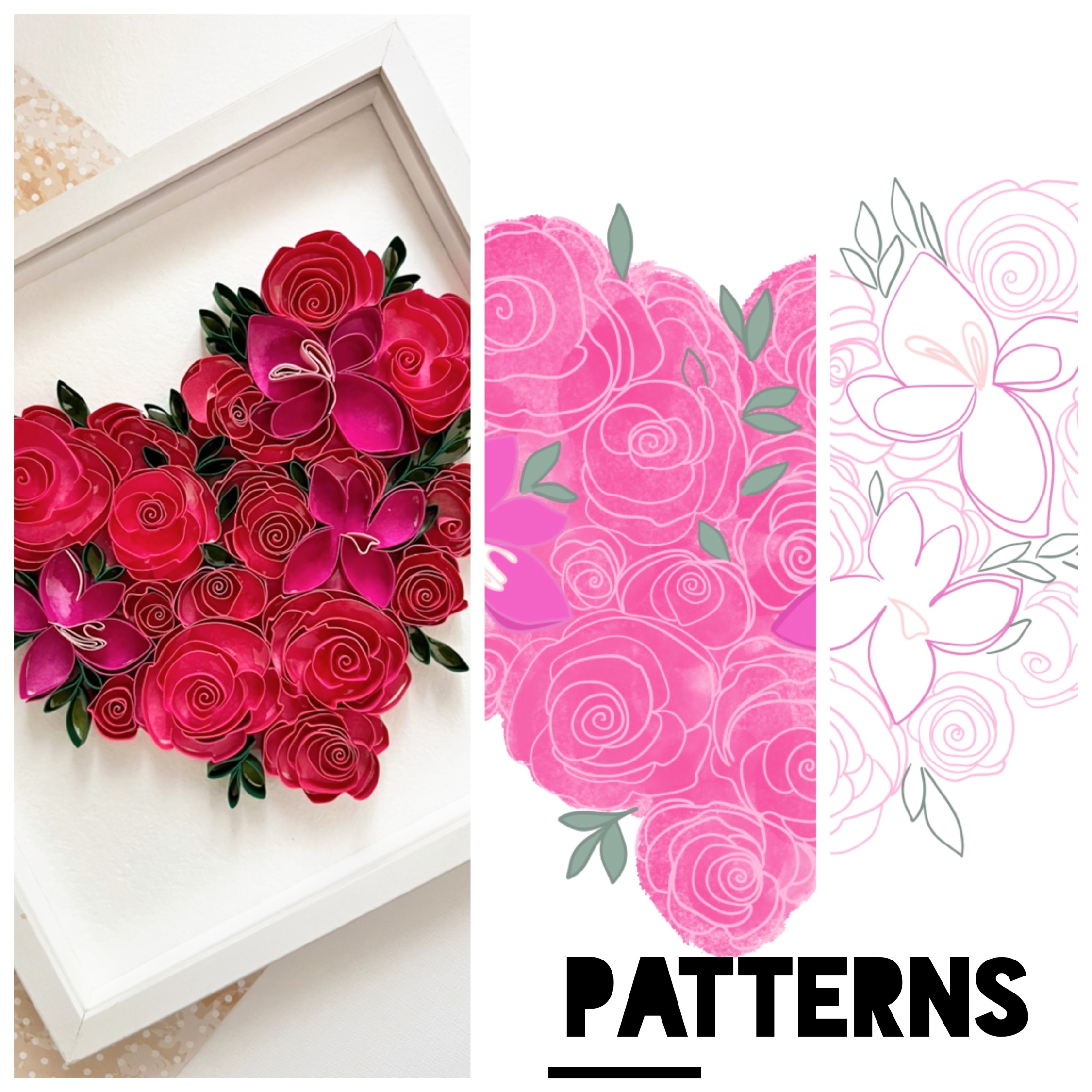 Quilling floral heart - Printable pattern for Quilling - DIY | Inspire ...