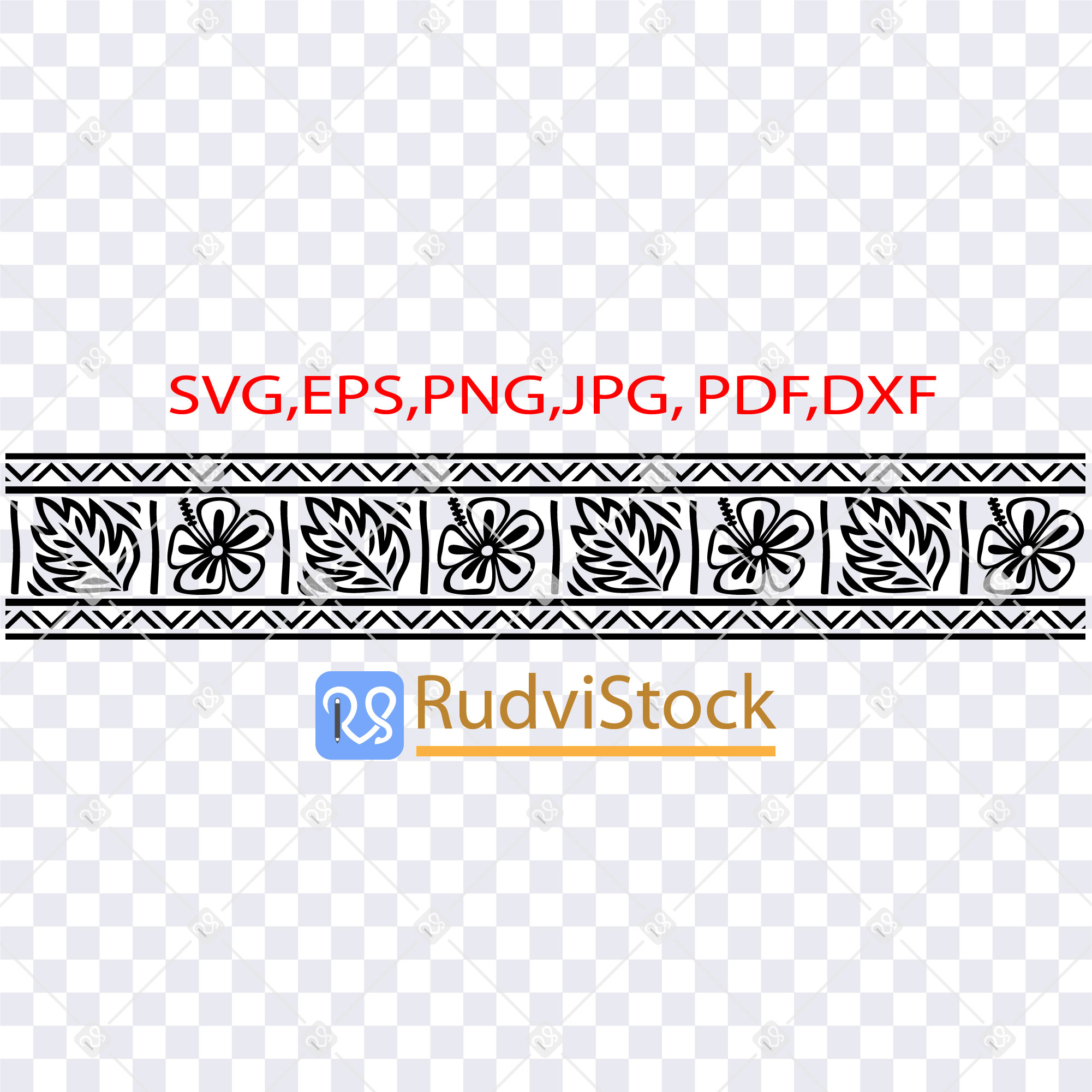 Samoan Flowers tribal seamless border - Inspire Uplift