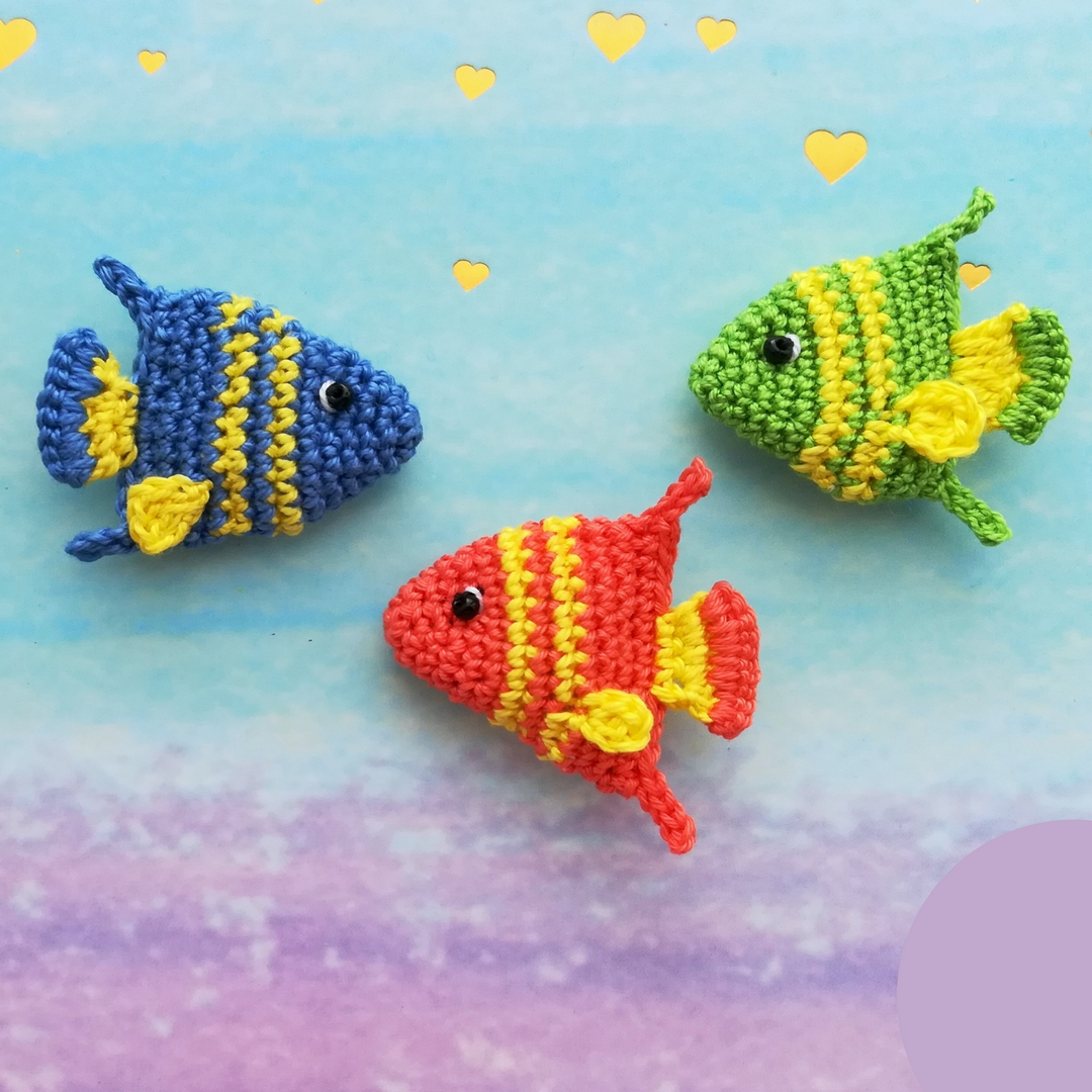 Crochet tiny fish pattern, 3 in 1 amigurumi PDF patterns - Inspire Uplift