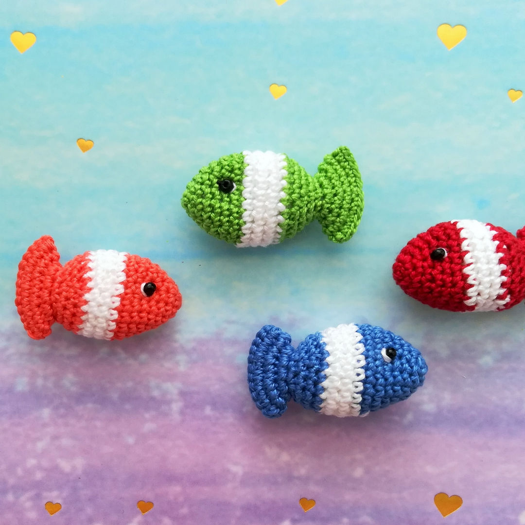 Crochet tiny fish pattern, 3 in 1 amigurumi PDF patterns - Inspire Uplift