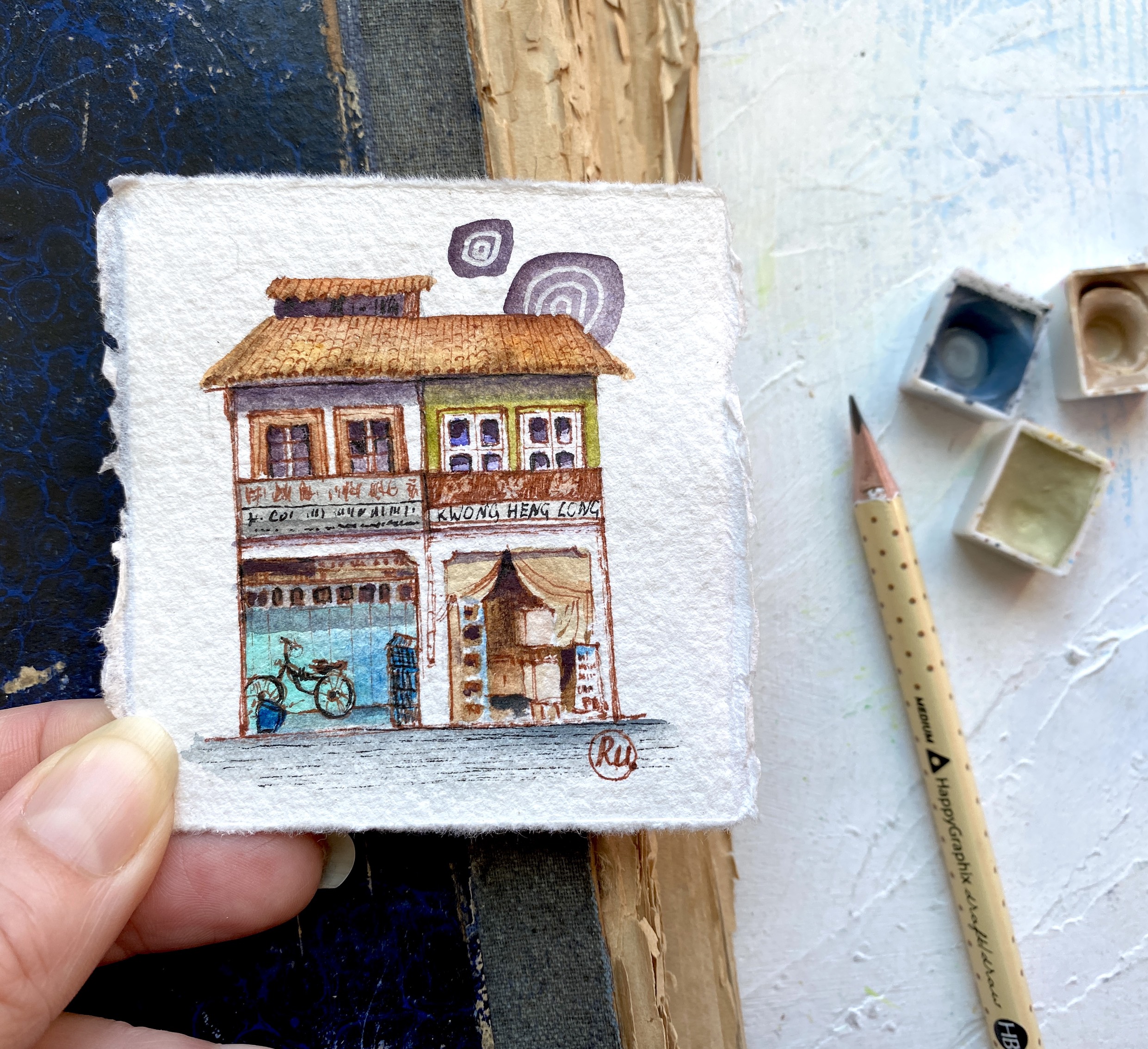 Singapore painting Original art Mini artwork Miniature wall - Inspire ...