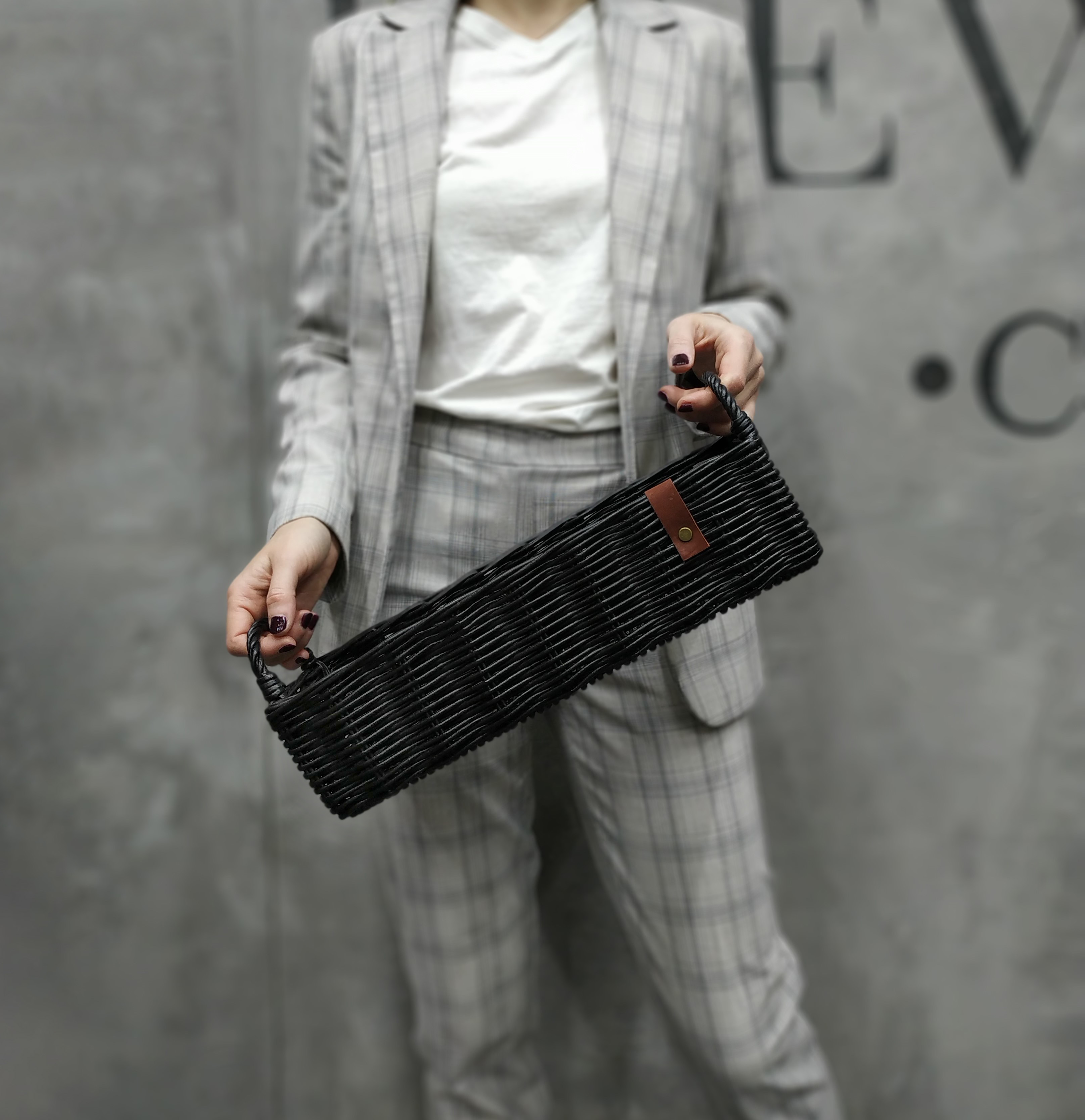 Gray toilet tank holder basket. Bathroom storage basket. - Inspire Uplift