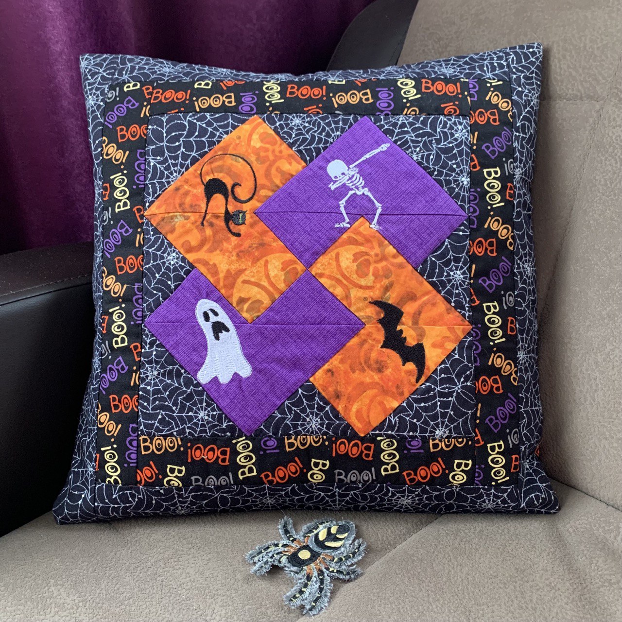 Halloween embroidered throw pillow cover 16 inches | Inspire Uplift