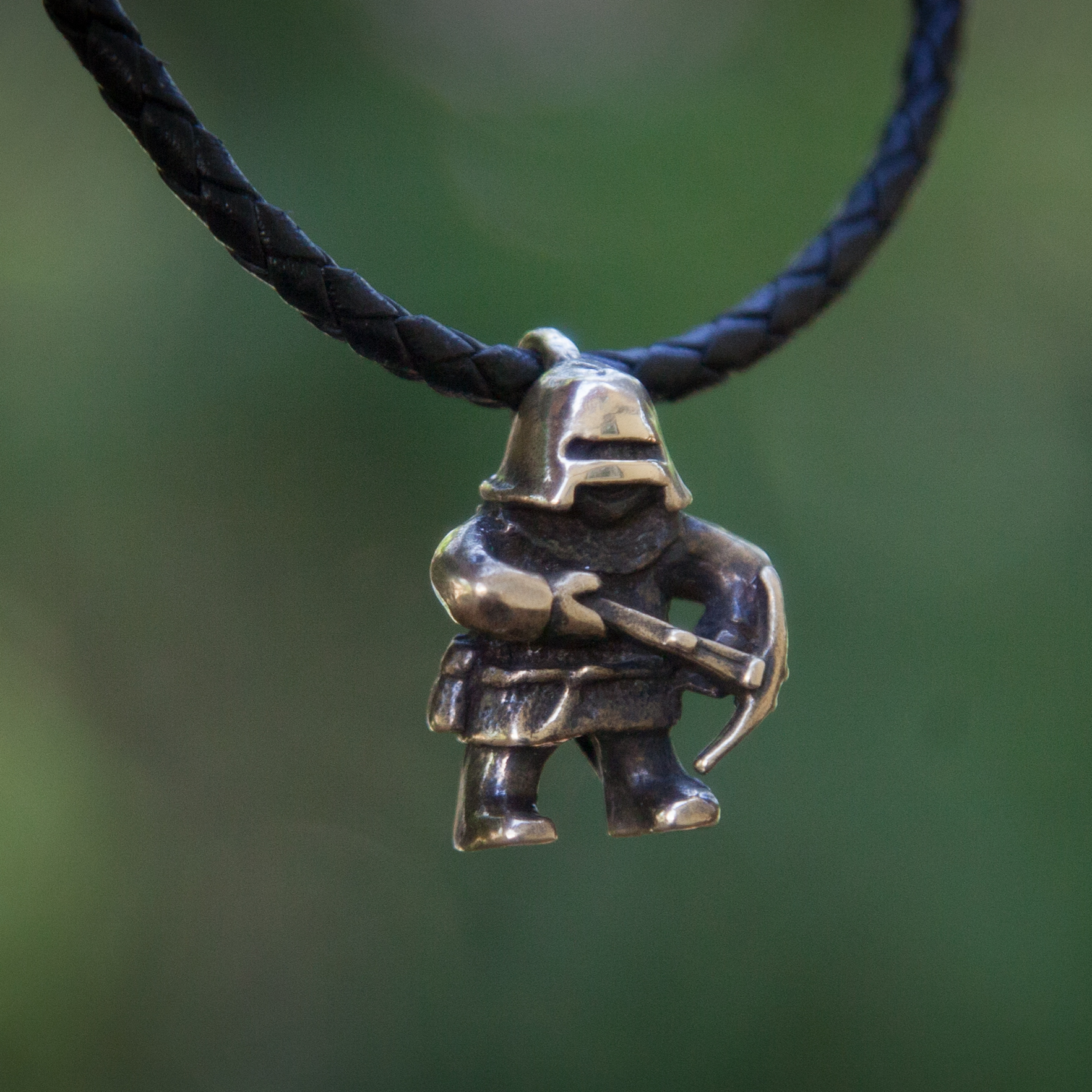 Archer figure pendant in bronze. Warrior necklace. knight | Inspire Uplift