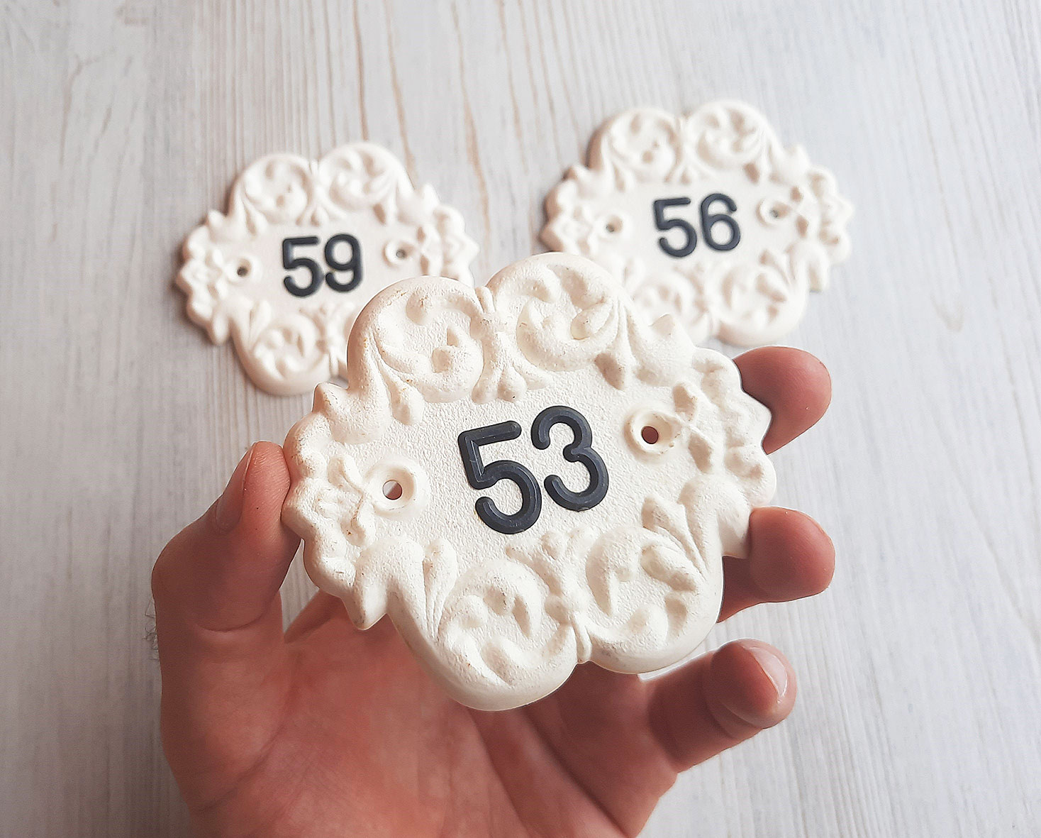 White black 53 address number sign decorative | Inspire Uplift