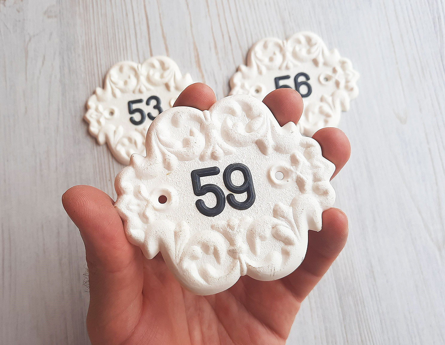 White black 59 address number sign decorative | Inspire Uplift