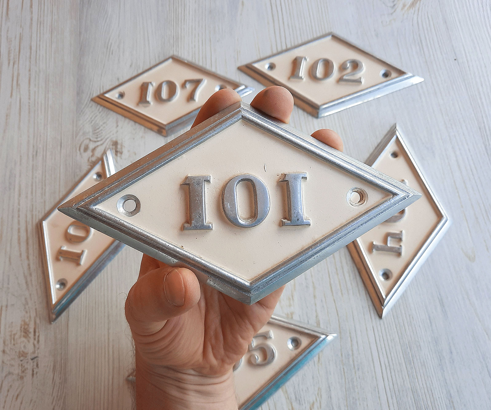 Big rhomb number plaque 101 - apartment address door number | Inspire ...