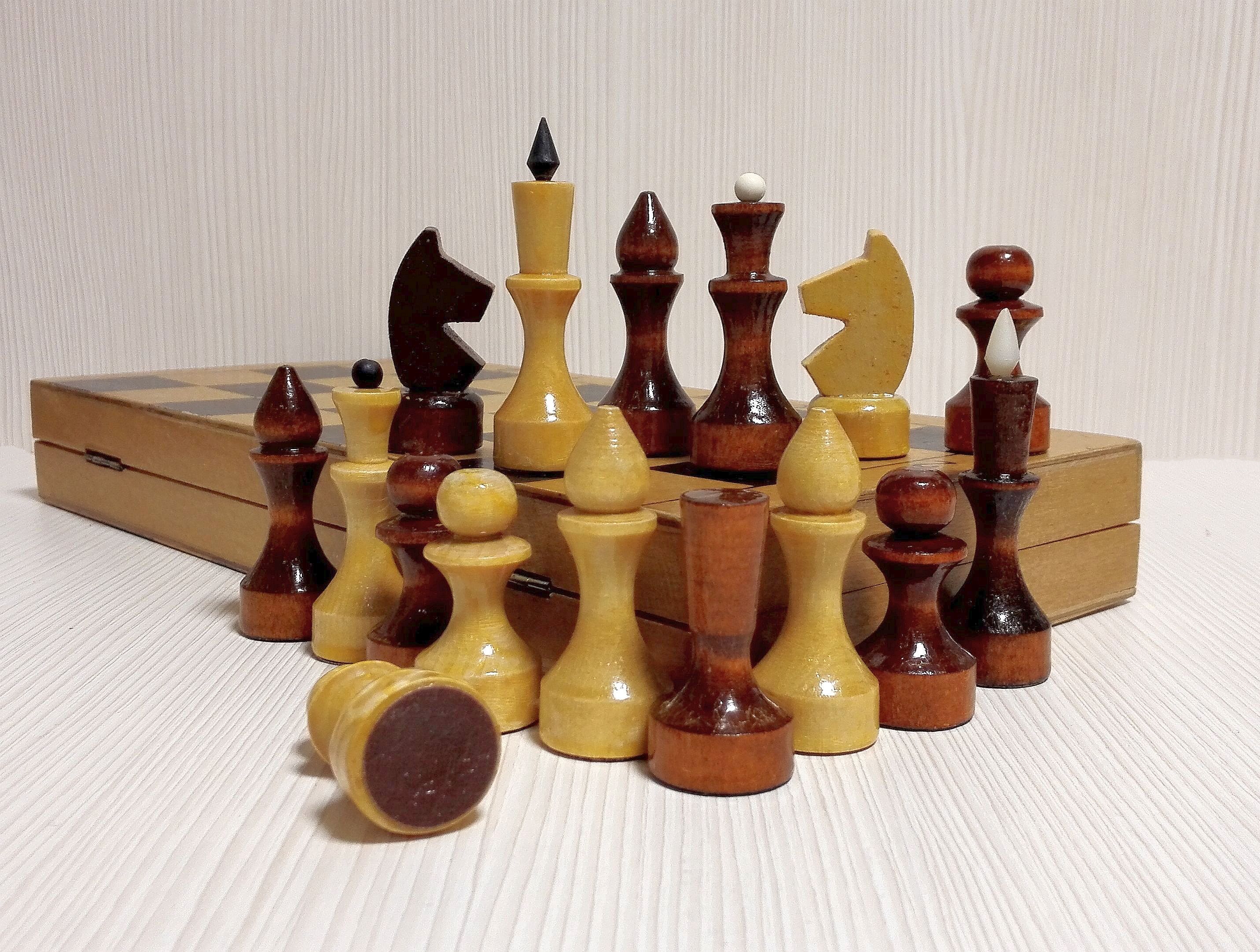 Vintage Russian Wooden Chess. Antique soviet wooden chess - Inspire Uplift
