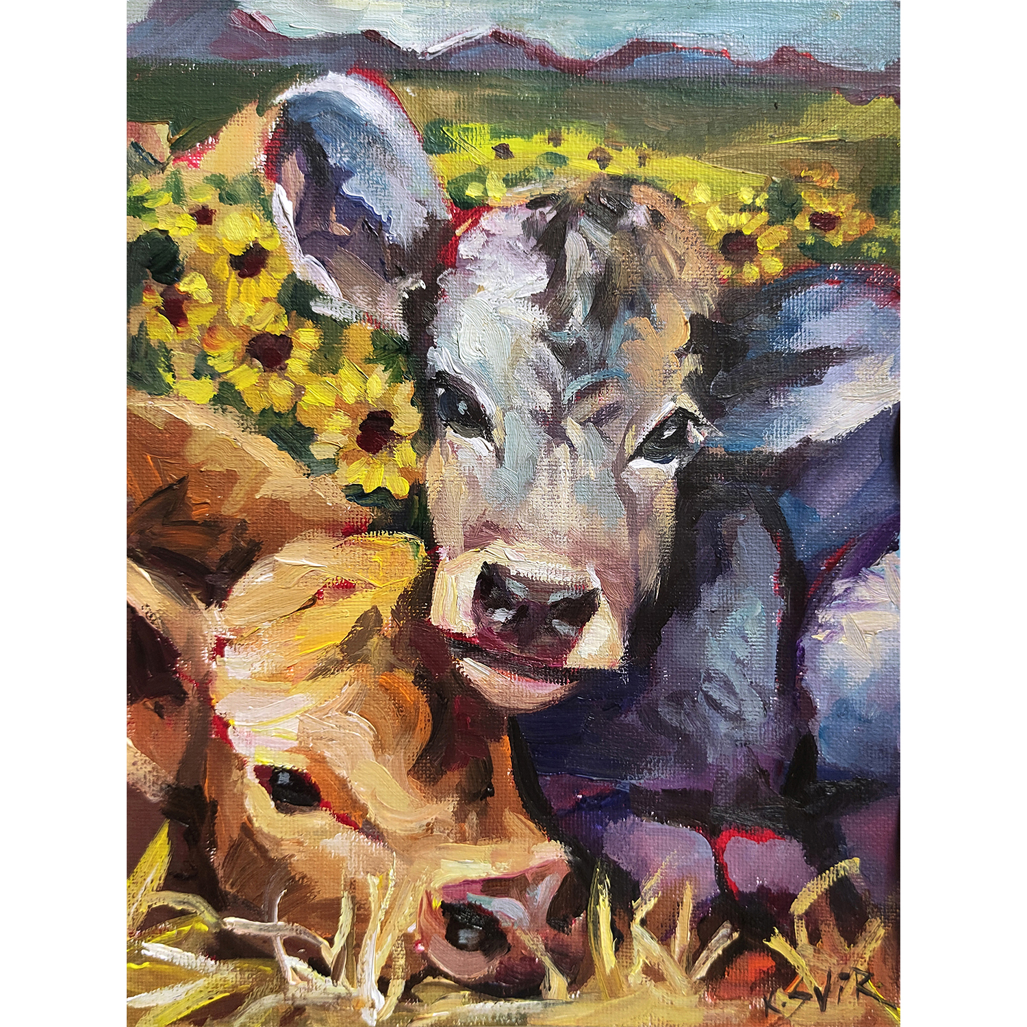 Cow Painting Farm Animal Original Art Texas Cow Oil Painting - Inspire ...