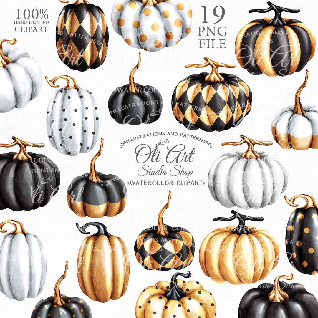Happy Halloween. Set of Pumpkins. Black and Golden Pumpkins | Inspire ...
