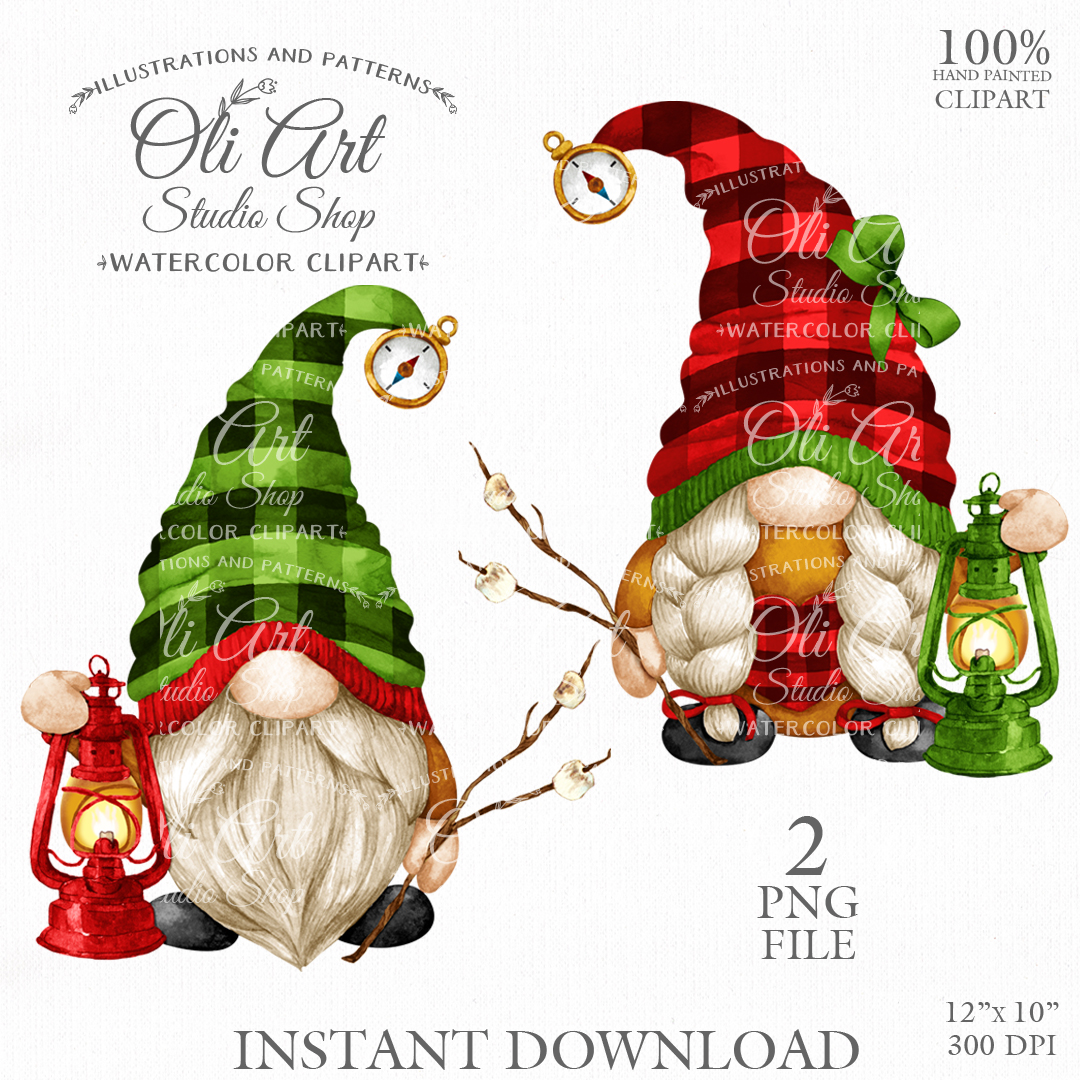 Camping Gnomes Clip Art, Hand painted clipart, Instant Downl - Inspire ...