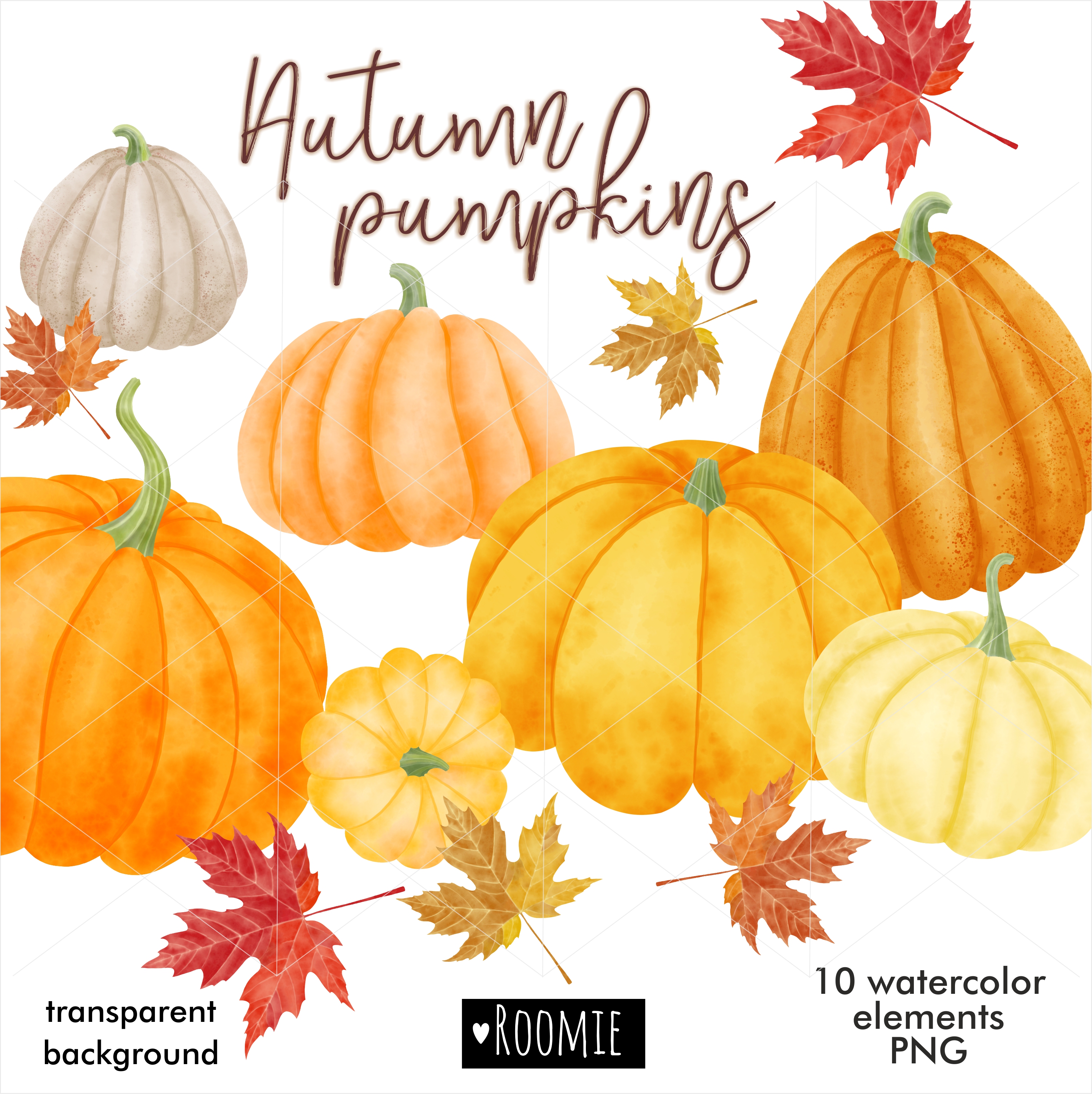 Watercolor autumn pumpkins clipart PNG, Fall leaf Halloween | Inspire ...