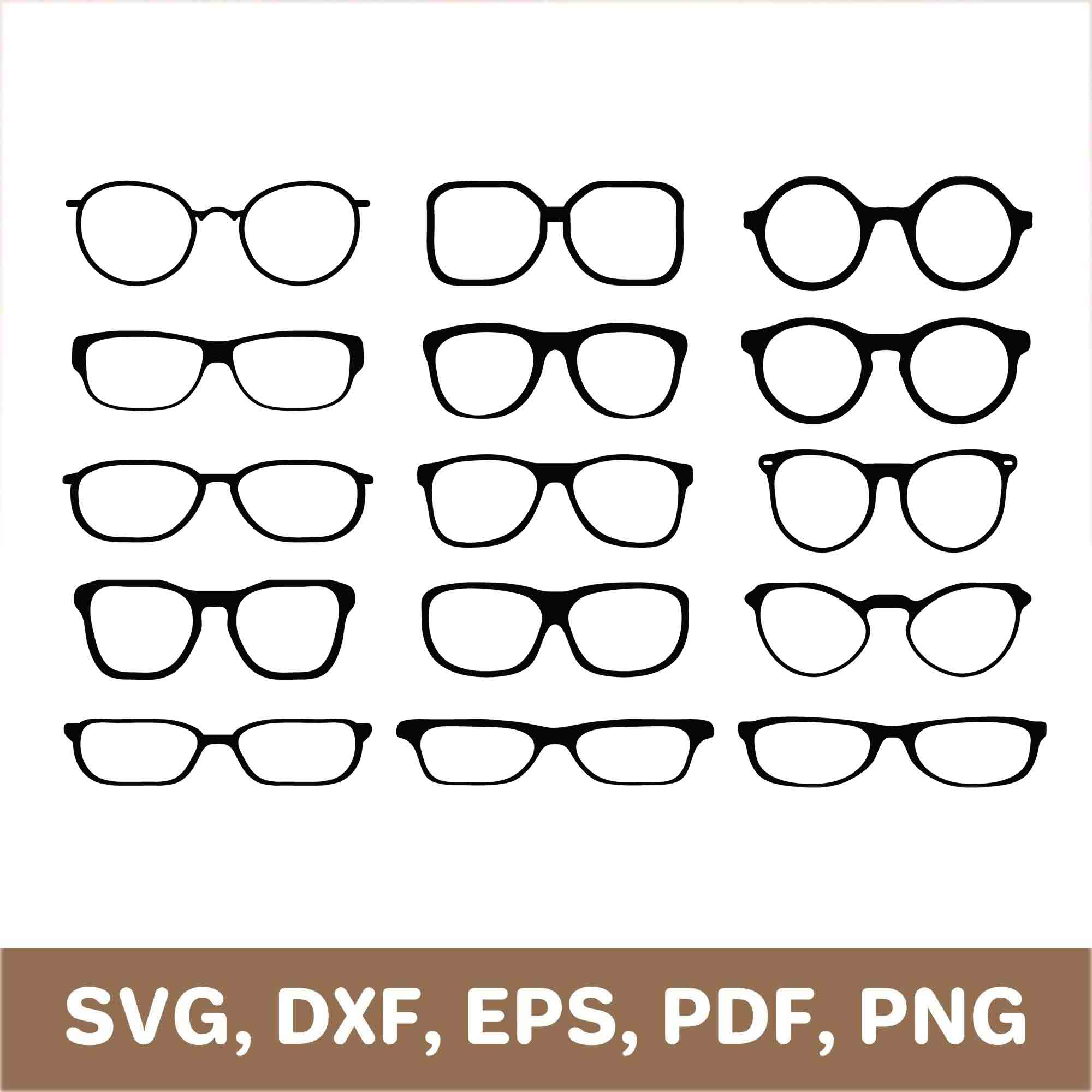 Glasses svg, glasses dxf, glasses template, glasses png, gla - Inspire ...