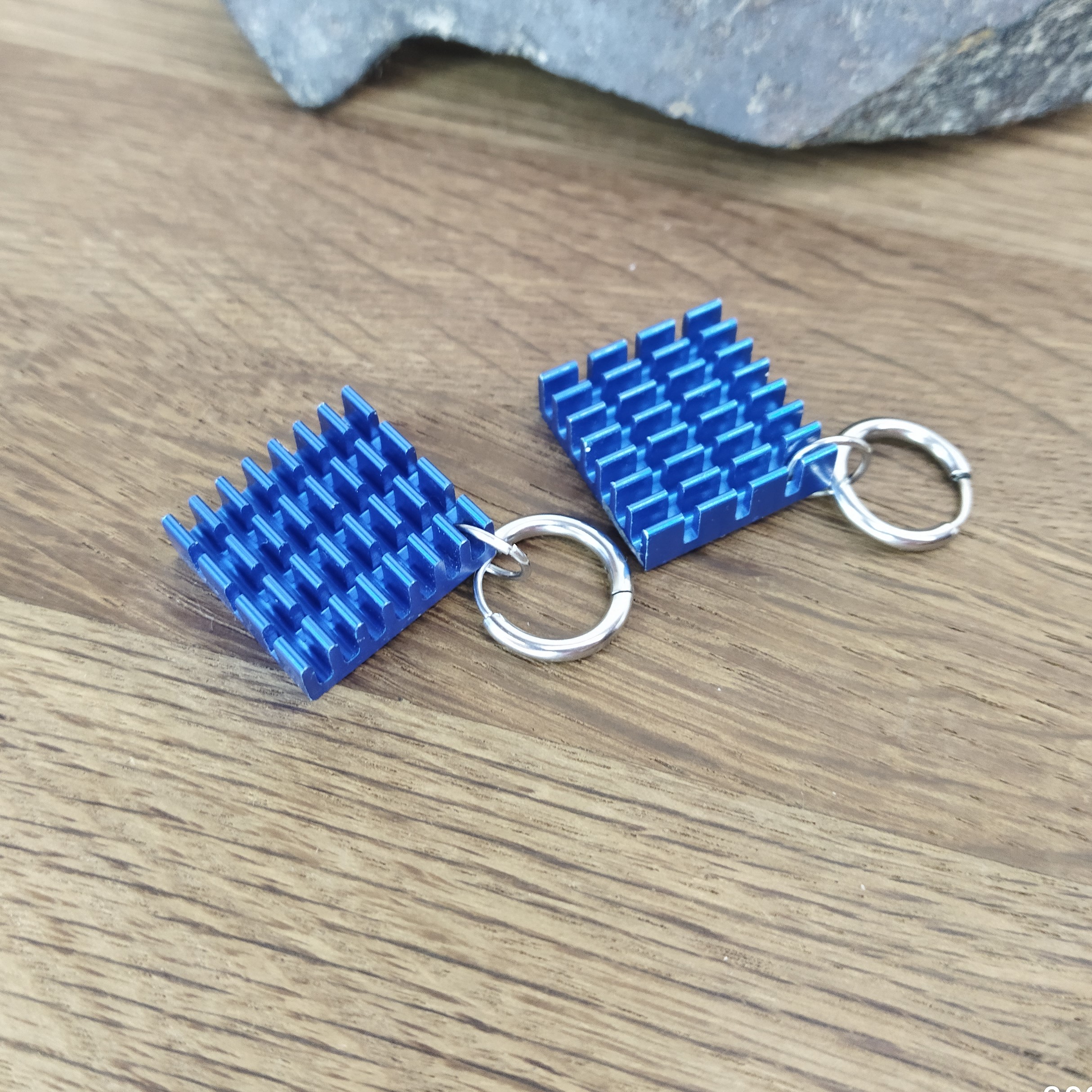 Cyberpunk earrings square. Neon blue cybercore jewelry. Futu | Inspire ...