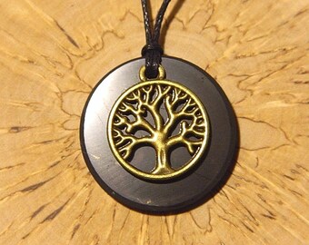 Shungite necklace, tree of life pendant, shungite circle, bl - Inspire ...