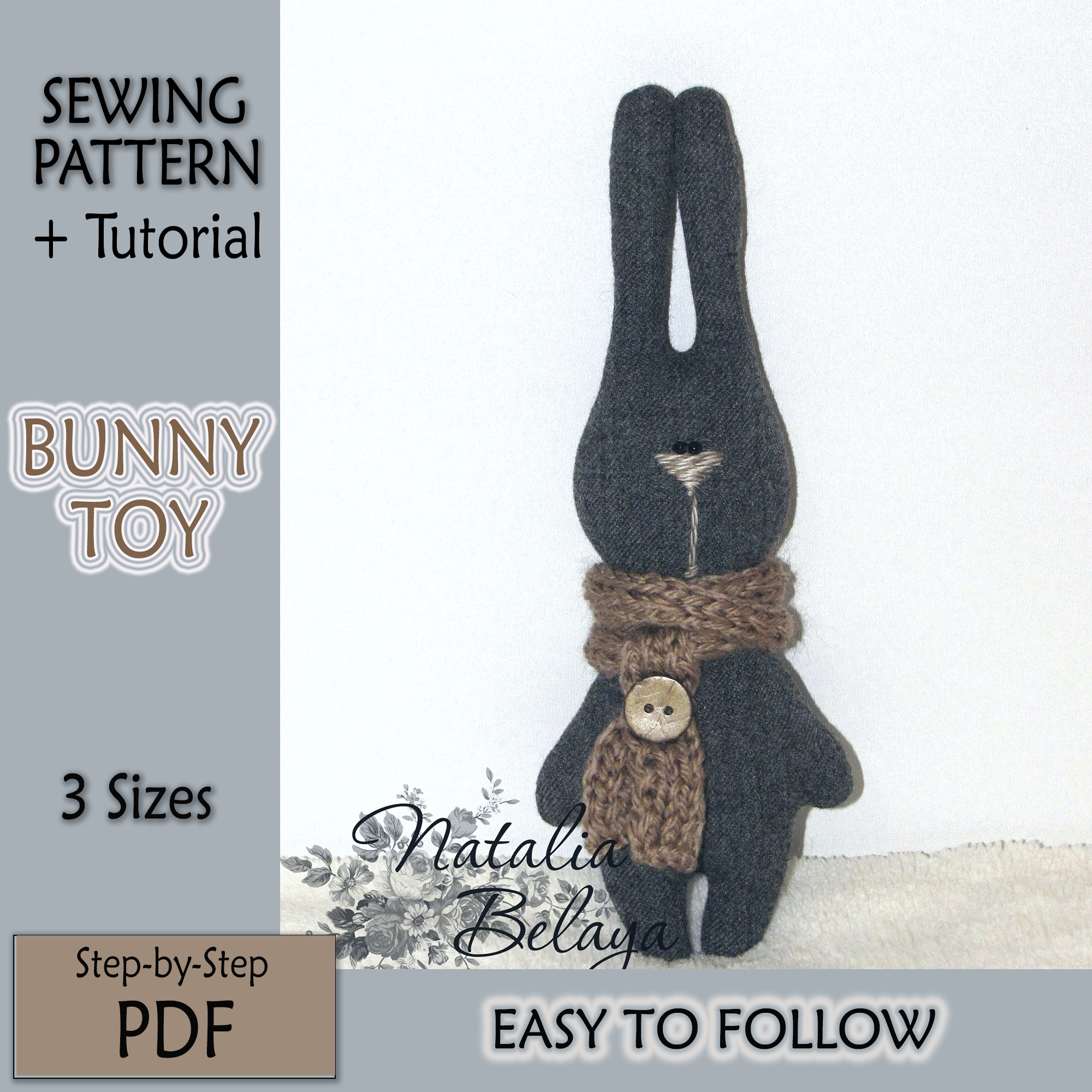 Bunny Sewing E-Pattern, PDF Easy to Folow Pattern, Stuffed A | Inspire ...