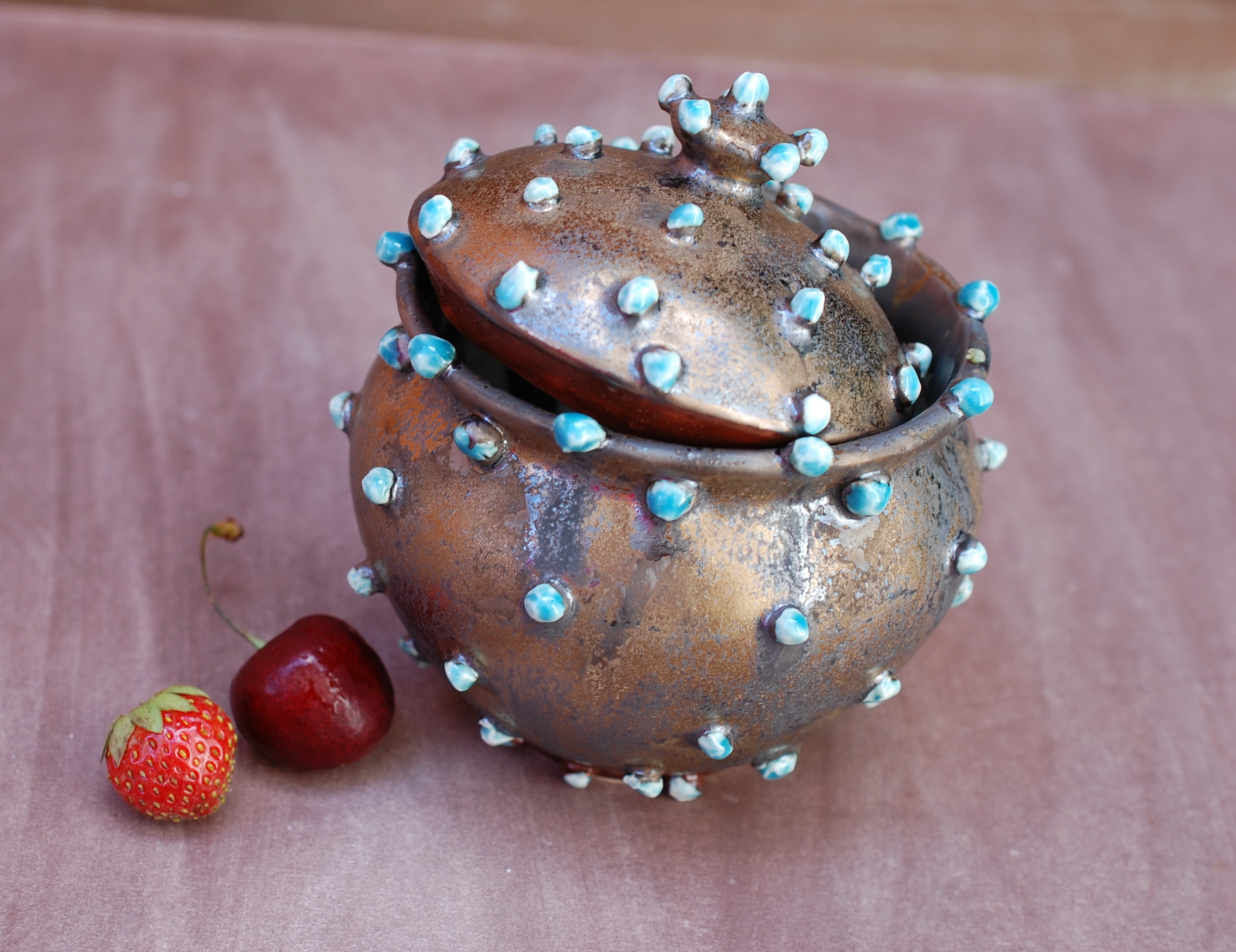 Galaxy Handmade Sugar bowl Textured Ceramic Pot with lid Spi - Inspire ...