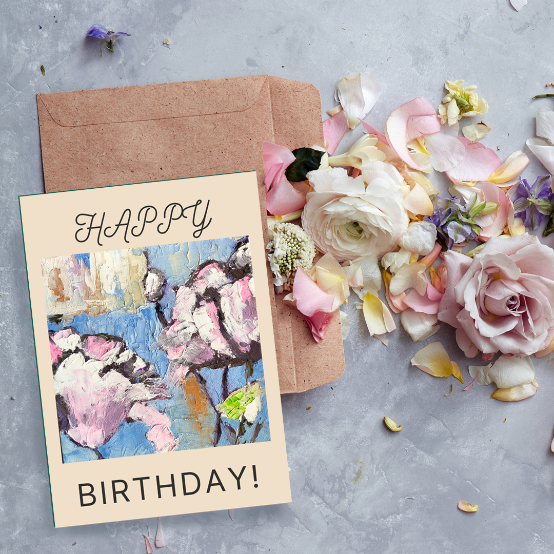 Flower printable Card, Happy Birthday Card, Digital Greeting - Inspire ...