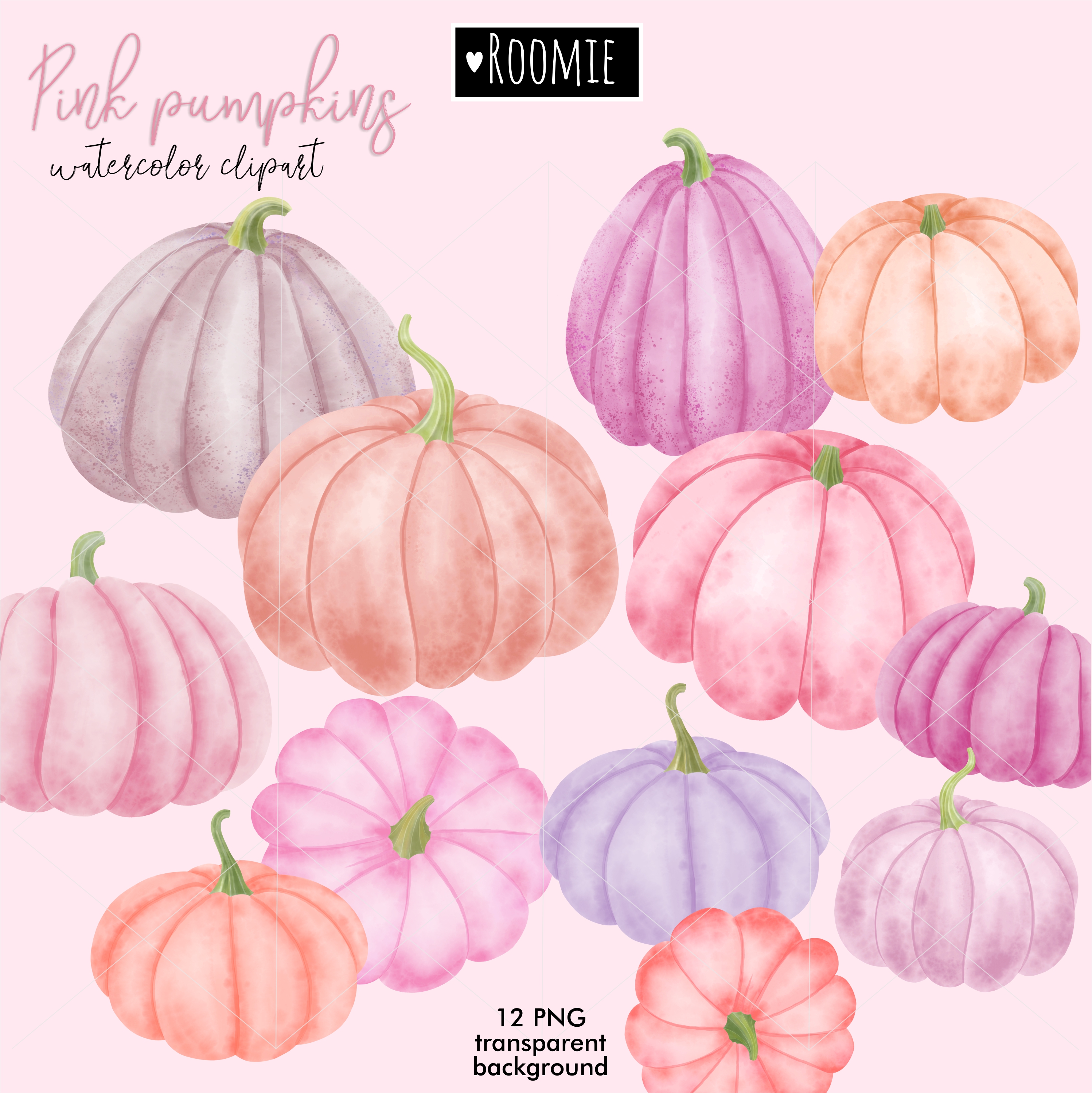 Pink Pastel pumpkins PNG clipart, Halloween wreath, Fall aut | Inspire ...