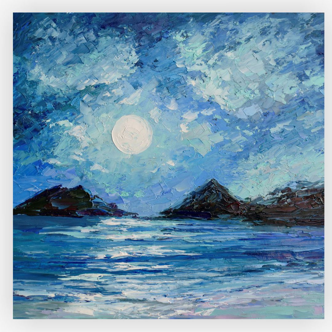 Hawaii Painting Moonlit night oil painting Seascape original - Inspire ...