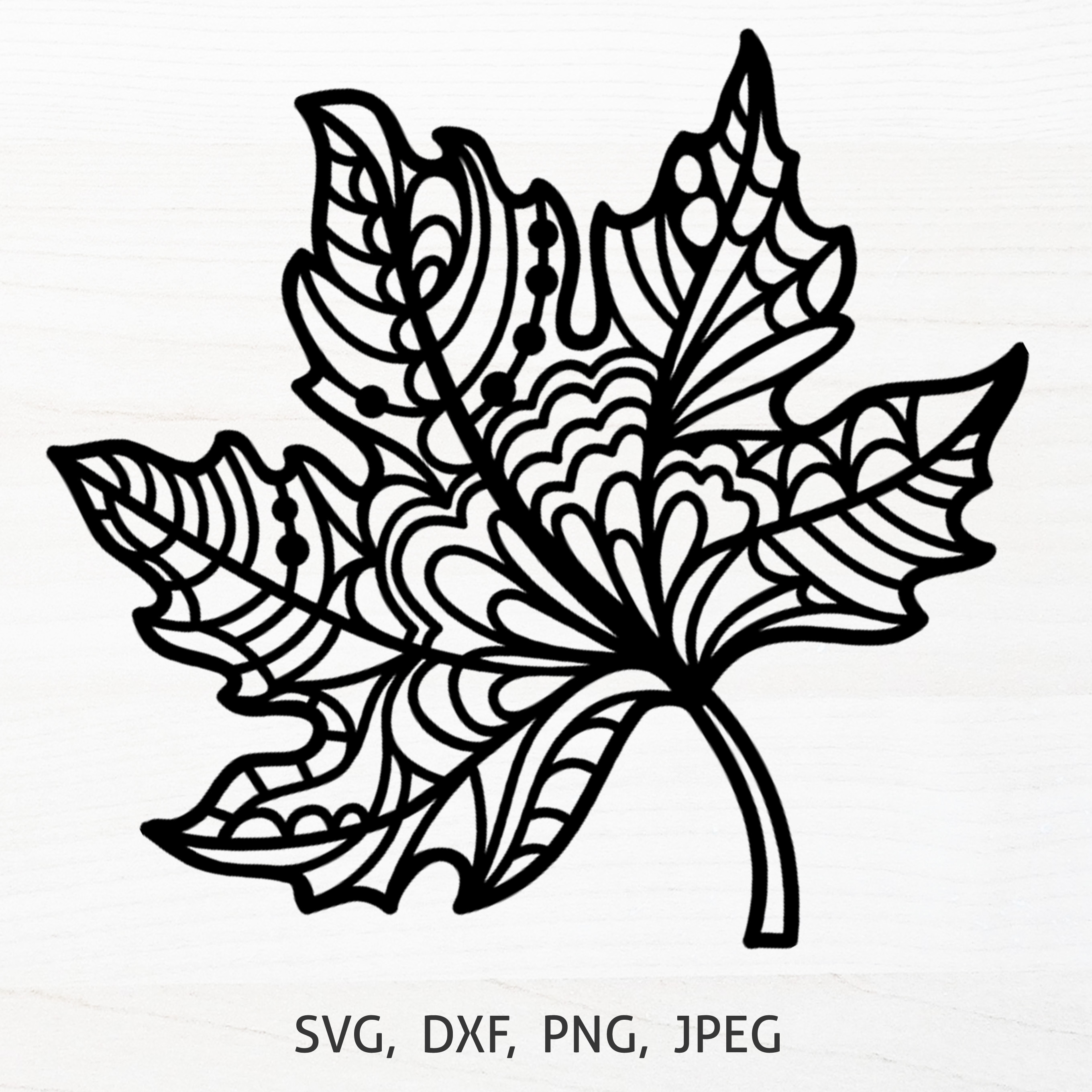 Zentangle Maple Leaf SVG, Fall Autumn cut file | Inspire Uplift
