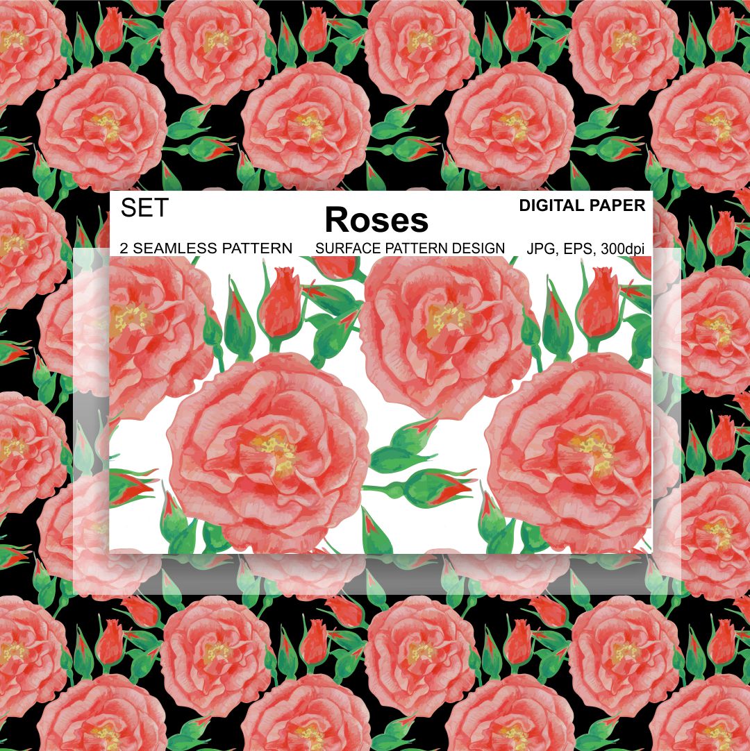 Roses Seamless Pattern Flowers Digital Paper Surface Design | Inspire Uplift