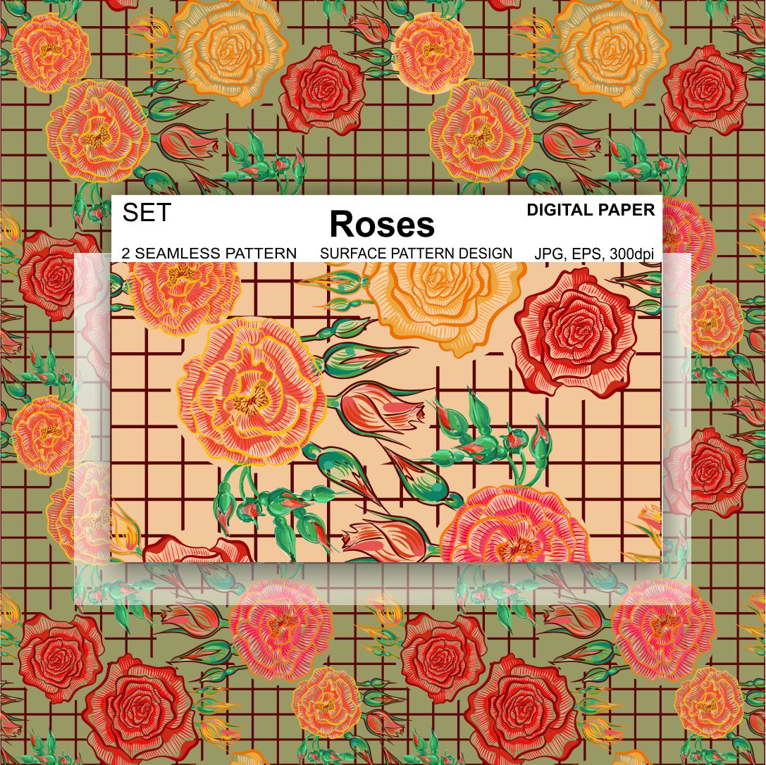 Roses Seamless Pattern Flowers Digital Paper Surface Design | Inspire ...