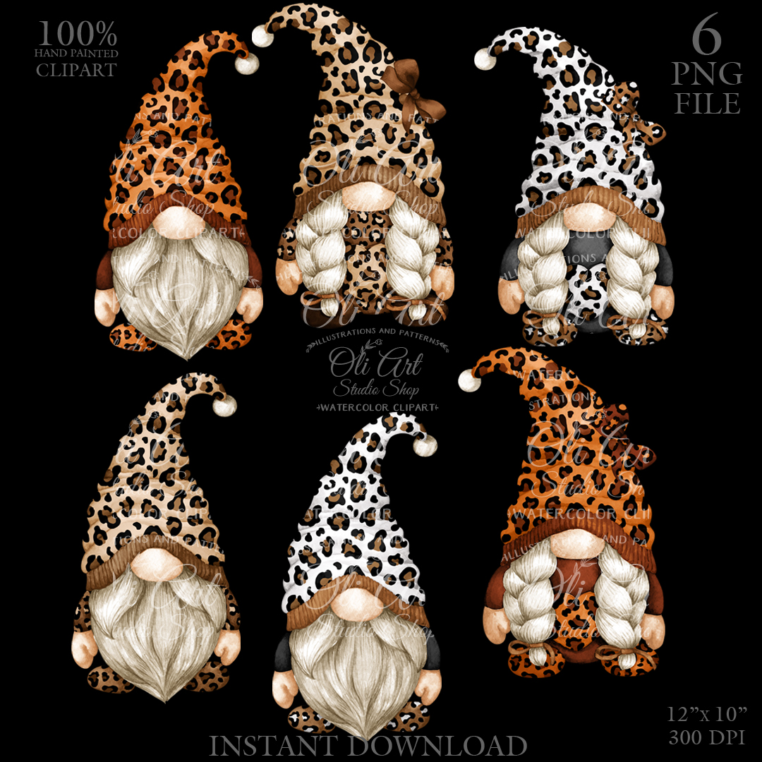 Leopard Gnome. Hand painted clipart. Cute Characters, Hand D - Inspire ...
