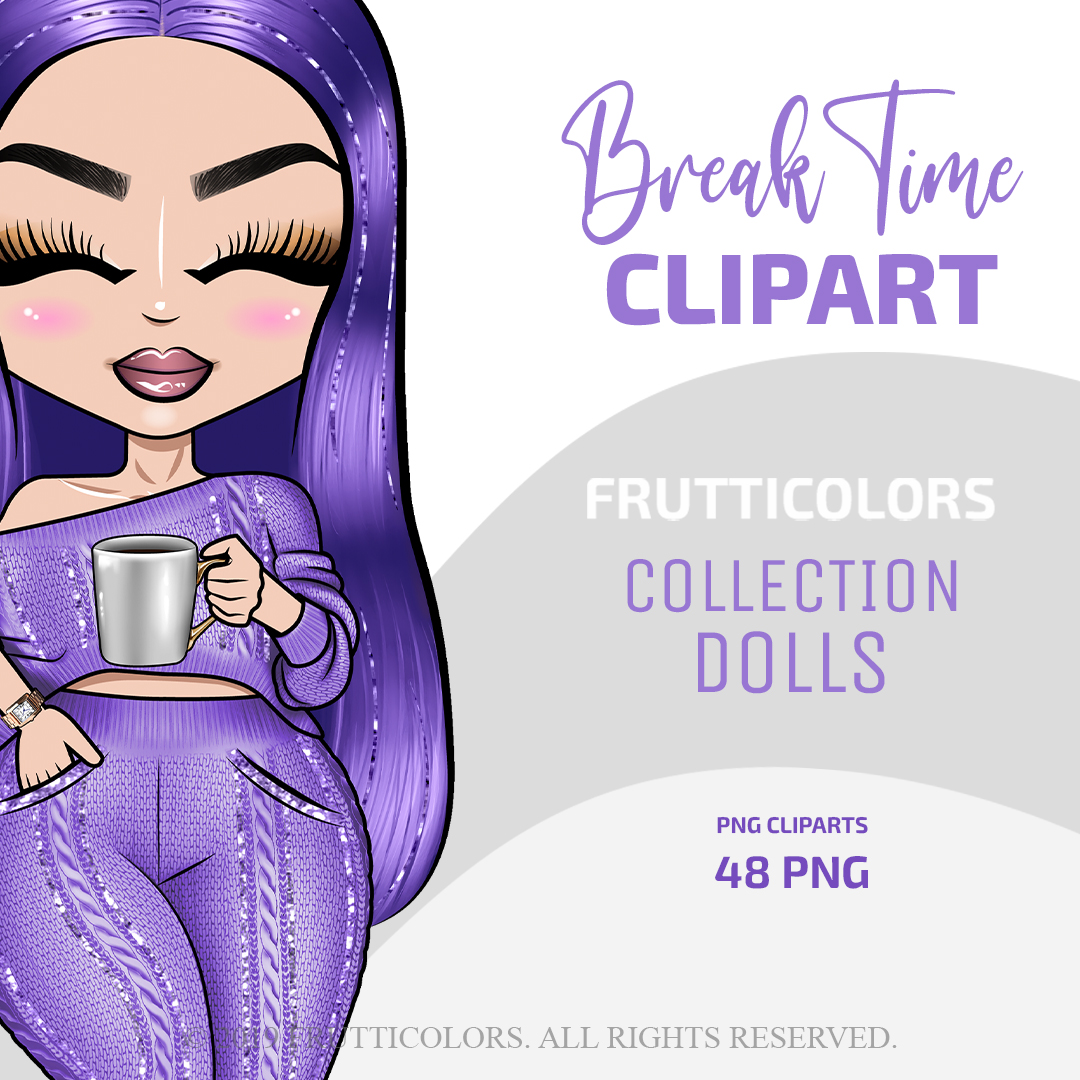 Break Time Clipart - Cute Digital Stickers - 48 PNG - Inspire Uplift
