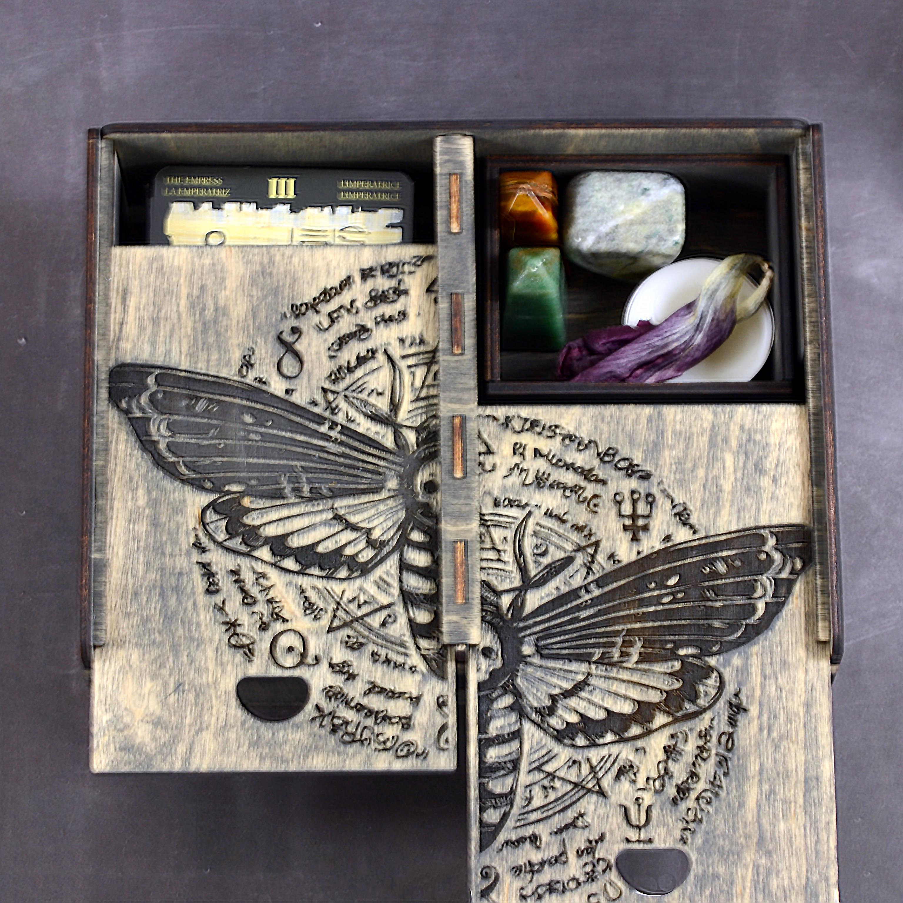 HANDMADE Wooden Tarot box for 2 deck and crystal storage box | Inspire ...