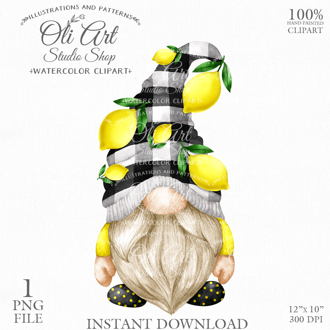 Lemon Gnome. Hand painted clipart. Cute Characters, Hand Dra | Inspire ...