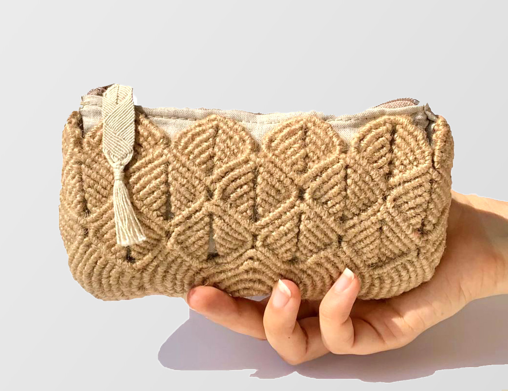 Woven purse pouch, Macrame handwoven jute wallet, Makeup org - Inspire ...