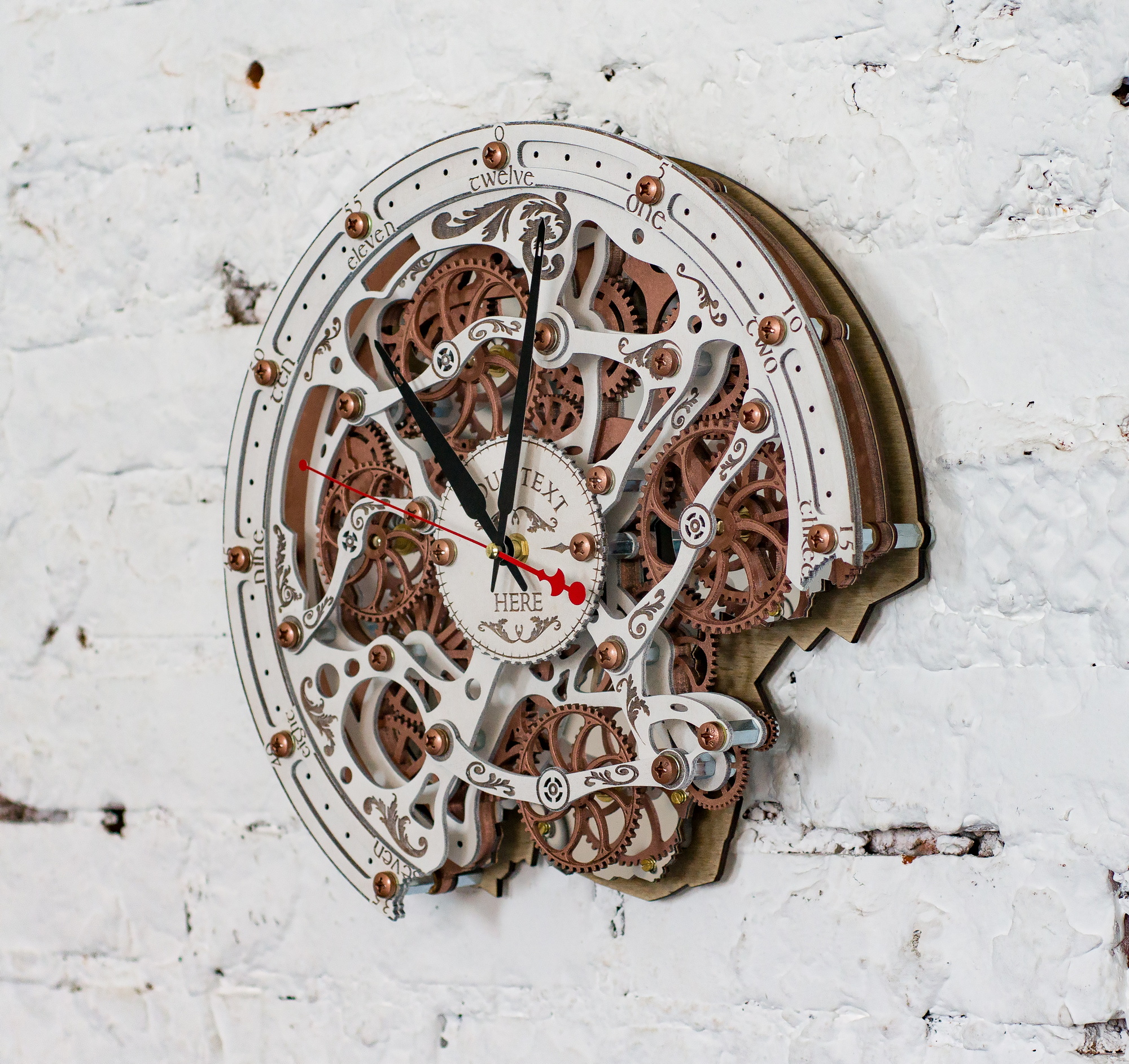 Automaton Bite Silent Moving Gears Wall Clock 1682 Magic Whi - Inspire ...