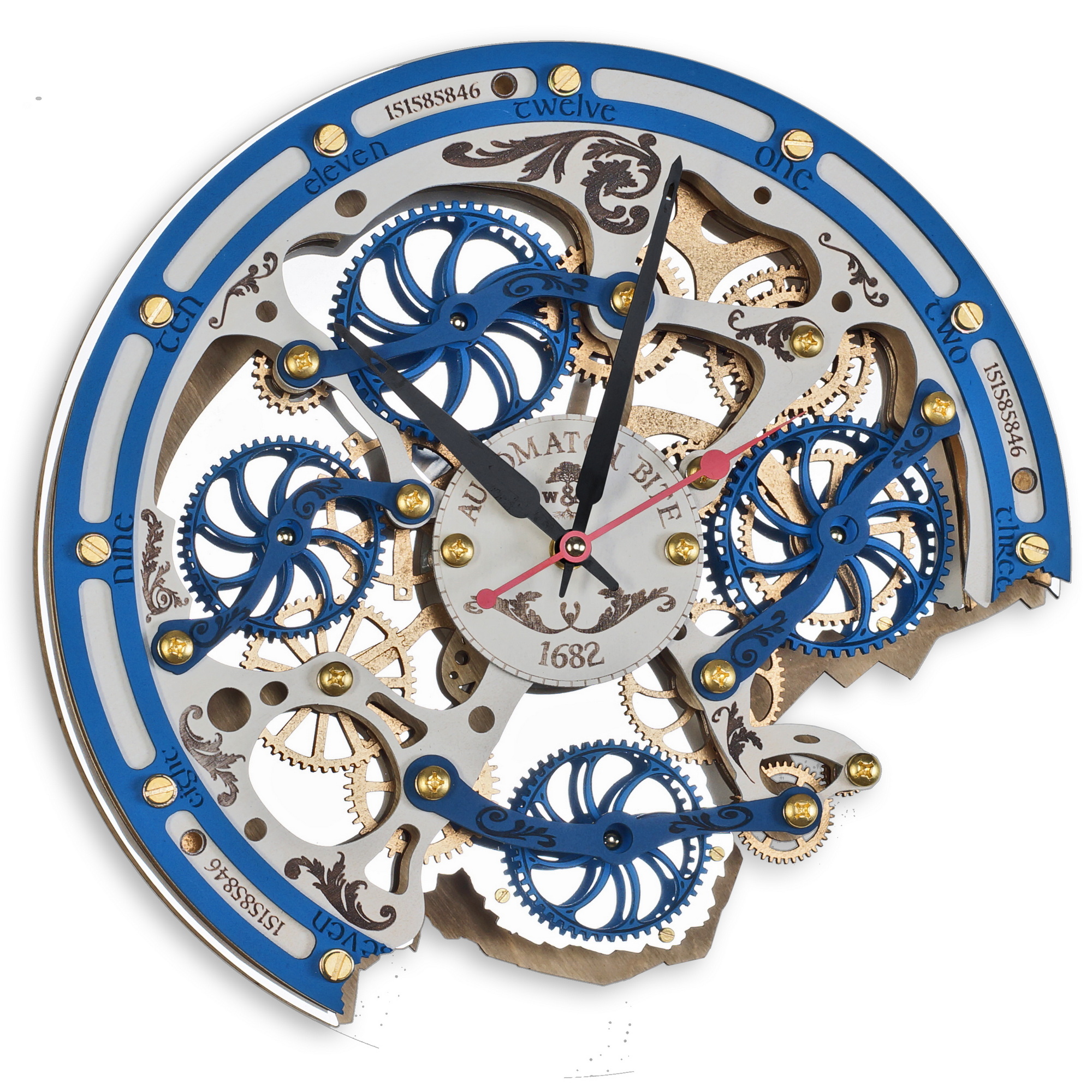 Automaton Bite Silent Moving Gears Wall Clock 1682 Gzhel, Pe - Inspire ...