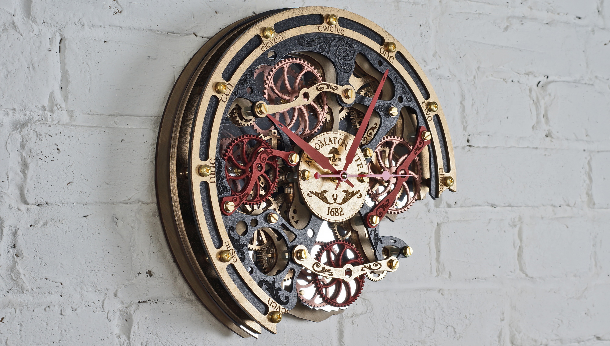 Automaton Bite Silent Moving Gears Wall Clock 1682 Khokhloma - Inspire ...