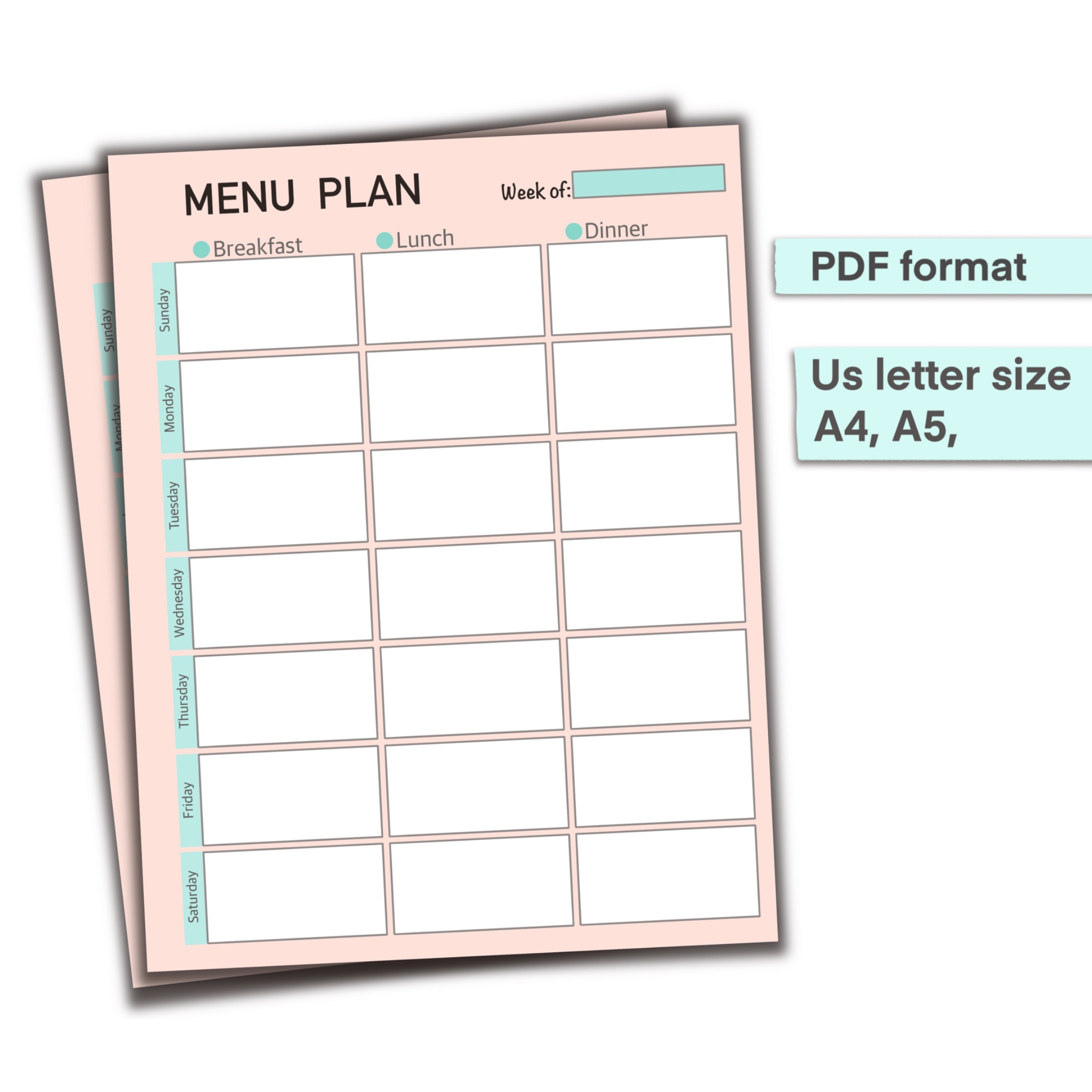Menu Plan, Weekly Meal Planner, Meal Planner, Grocery List, | Inspire ...