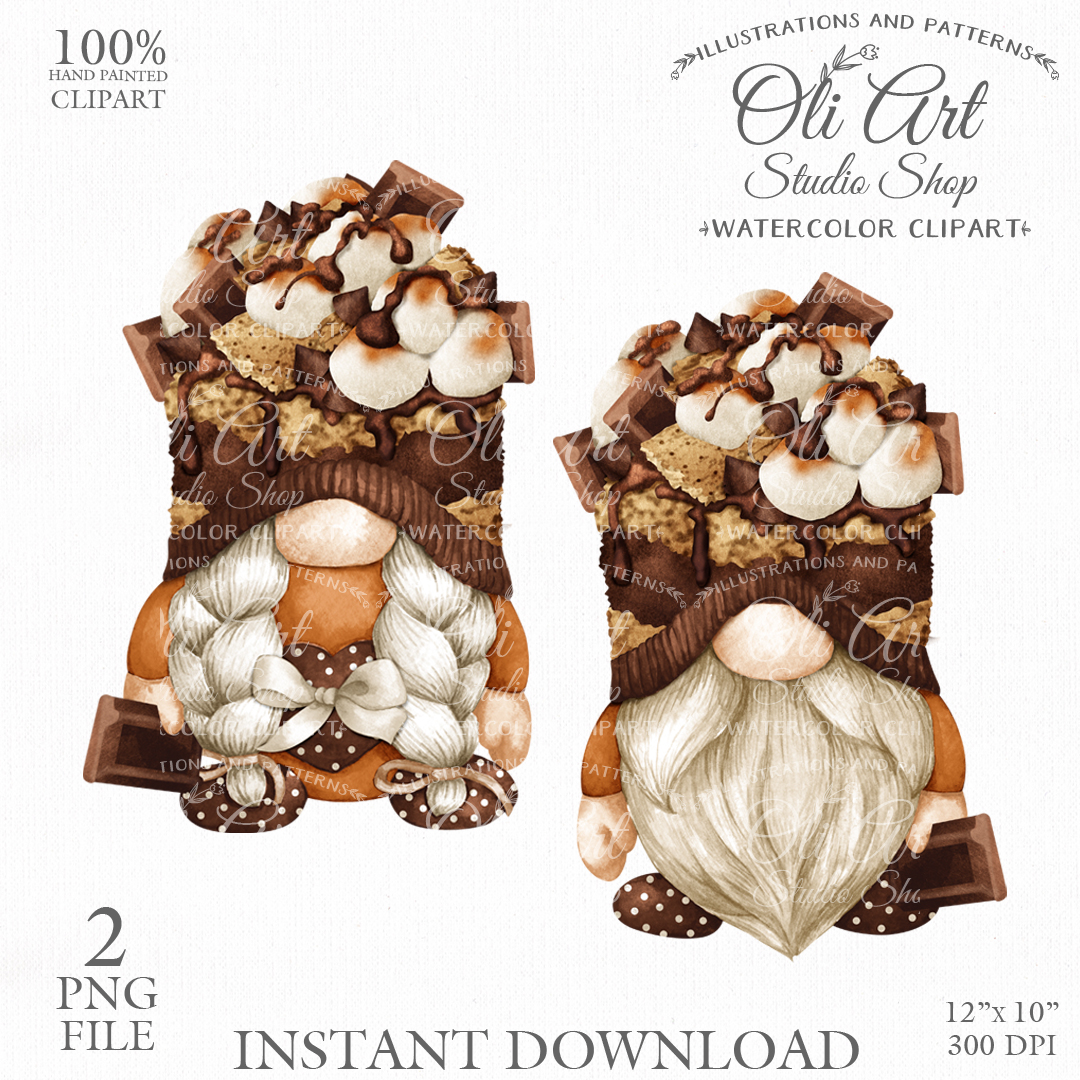 S'mores Gnome Clip Art. Hand painted clipart. Cute Character | Inspire ...