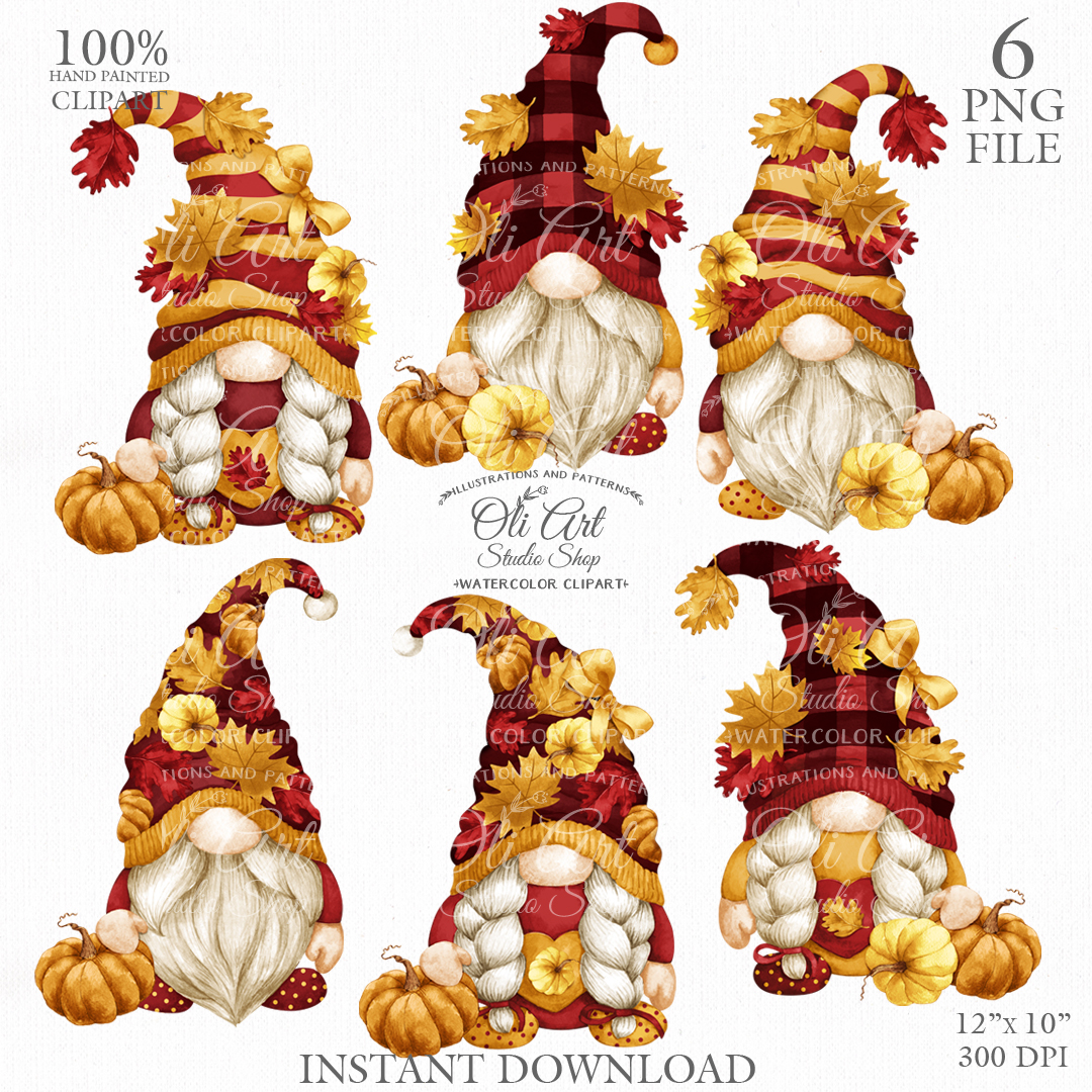 Autumn Gnome Clip Art. Fall. Autumn Pumpkins. Cute Character | Inspire ...