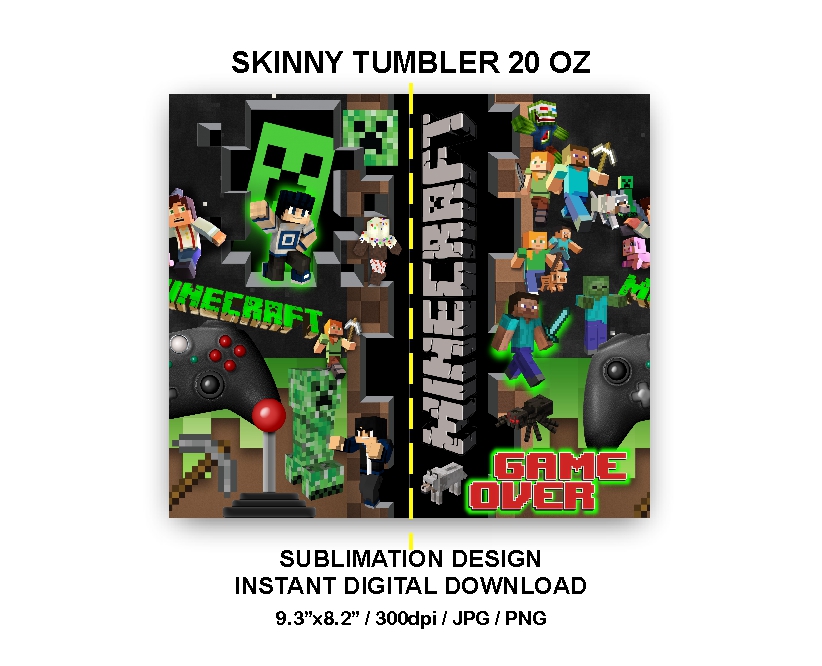 Minecraft sublimate tumbler designs STRAIGHT 20OZ -33 - Inspire Uplift