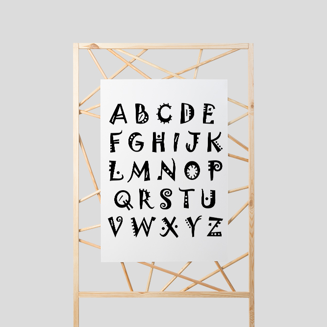 Alphabet digital poster, Kids playroom educational poster, l - Inspire ...