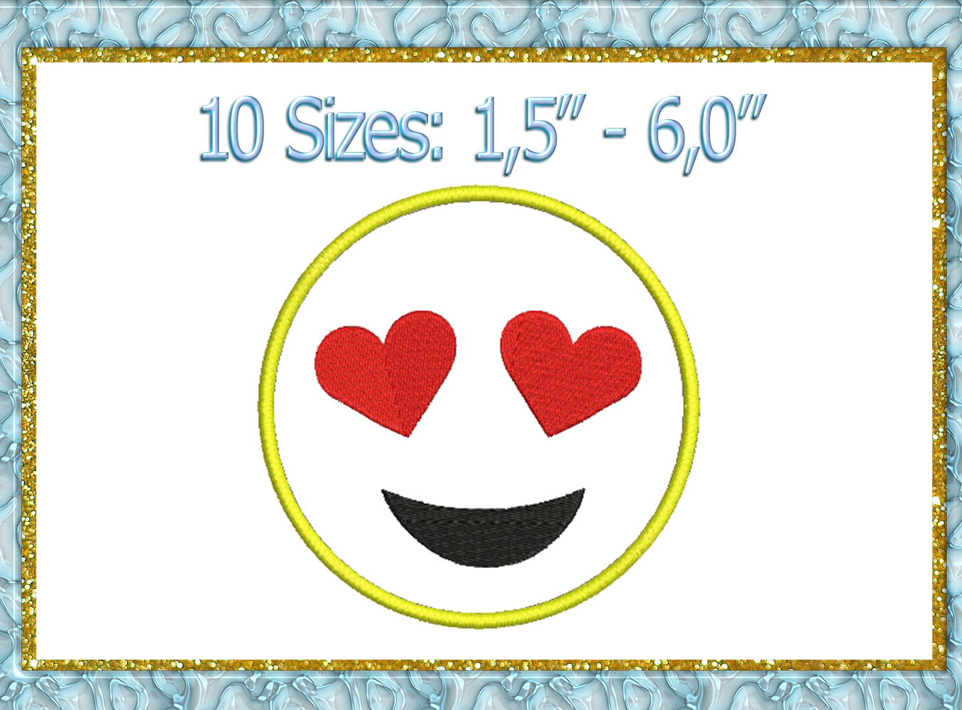 Heart Eyes Emoji applique design | Inspire Uplift