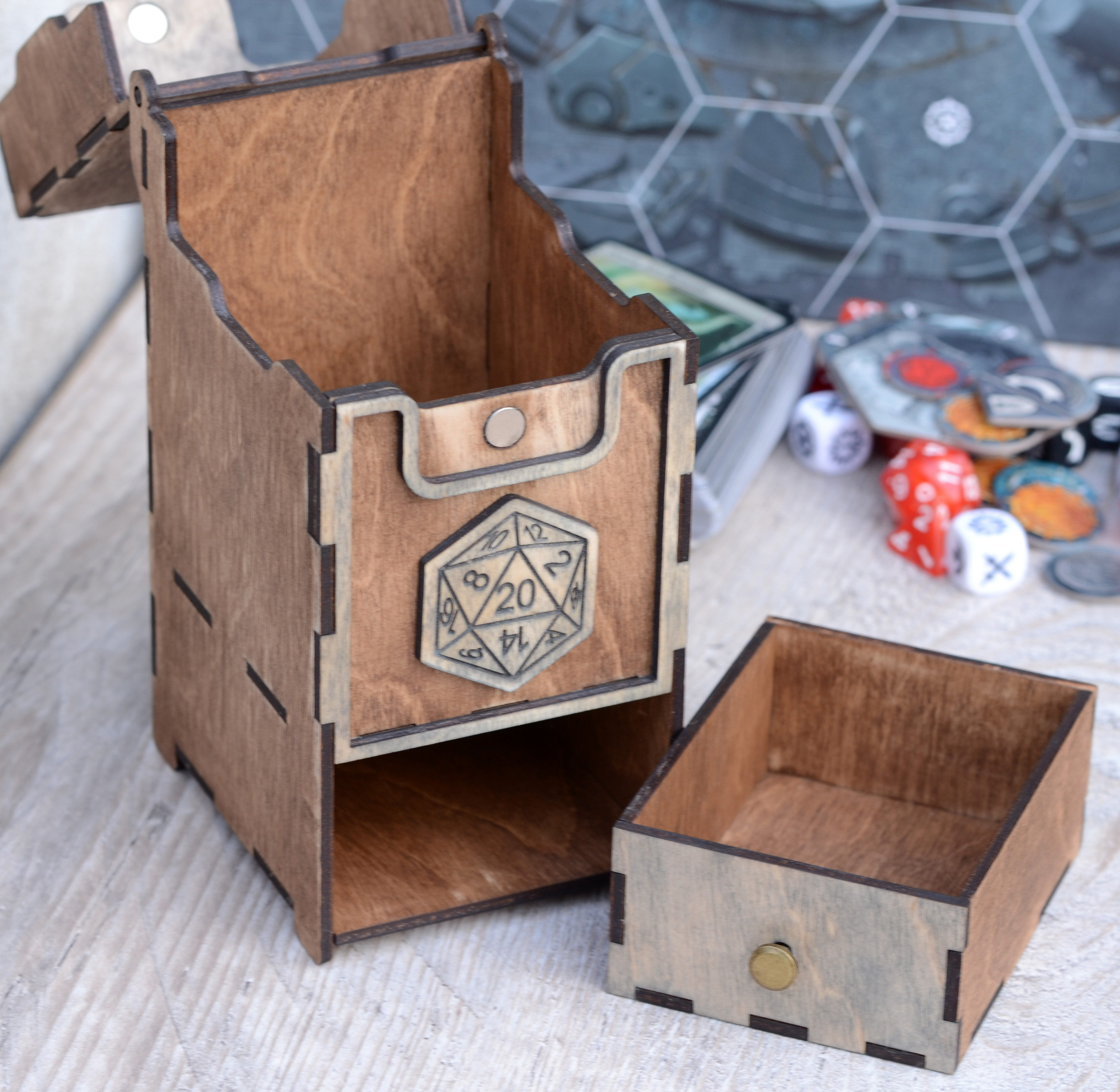 Handmade Dice and card box, Wooden TCG Deck box, MTG storage - Inspire ...