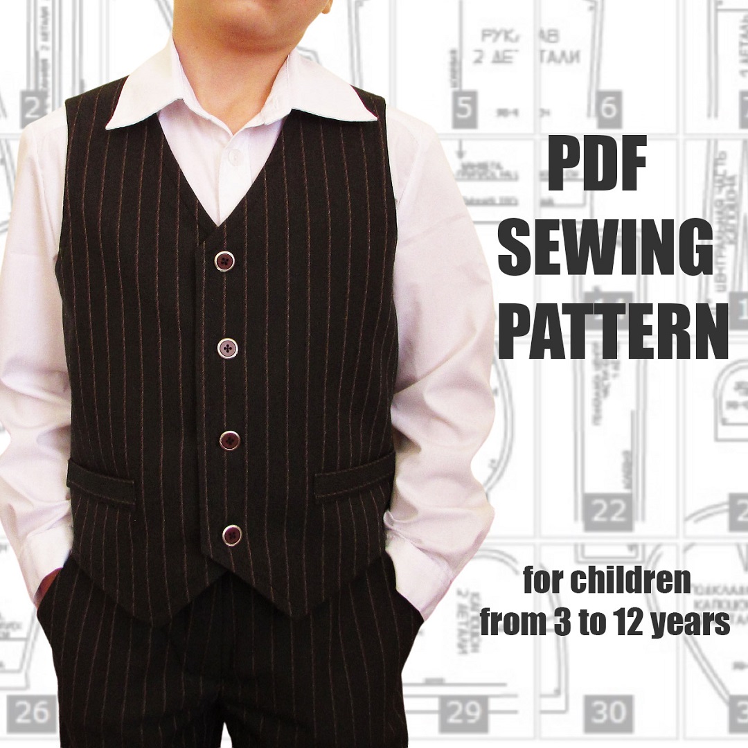 Vest pdf pattern for children to fit from 3 to 12 years, chi | Inspire ...