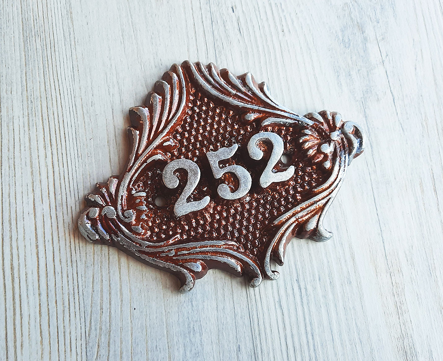 Old address number plaque 252 vintage door number sign | Inspire Uplift